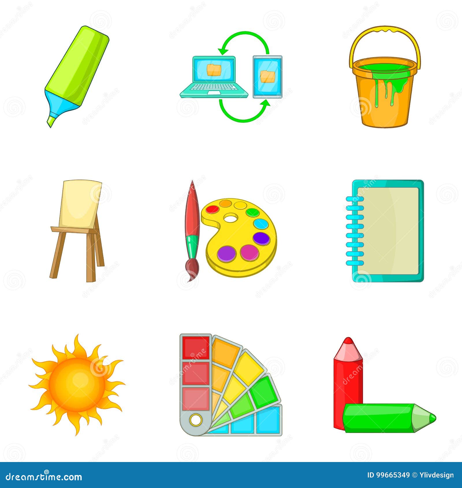 Color Scheme Icons Set, Cartoon Style Stock Vector - Illustration of ...