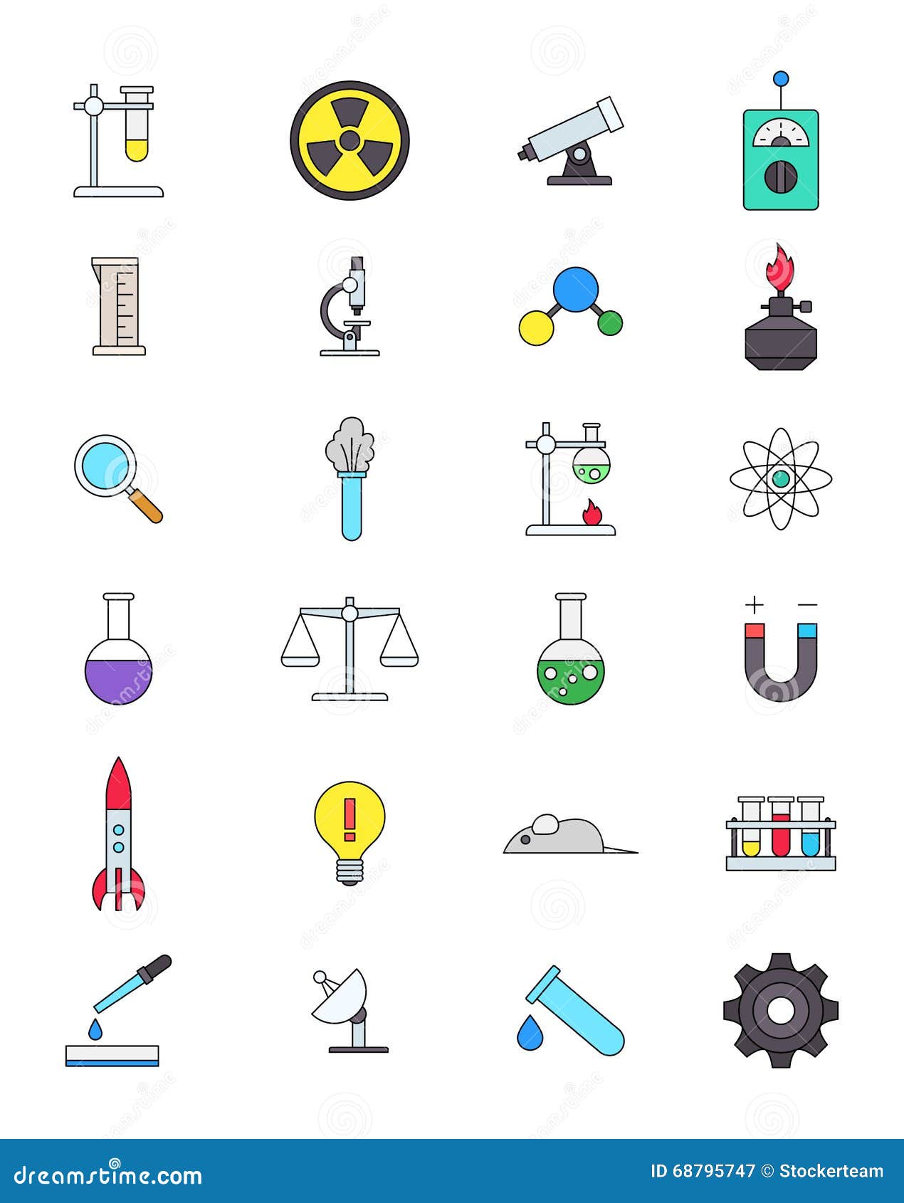 Color science icons set stock vector. Illustration of sign - 68795747
