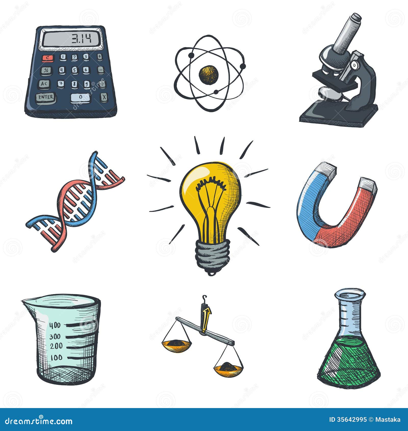 Color Science Icons Sketch stock vector. Illustration of danger - 35642995