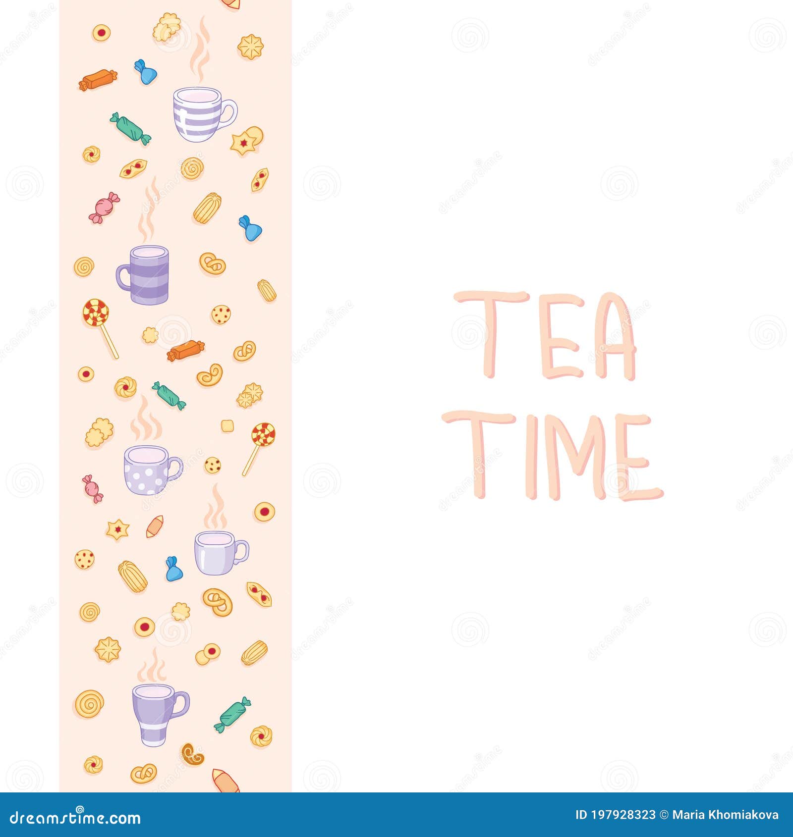 Color Seamless Border Tea Time Stock Illustration - Illustration of ...