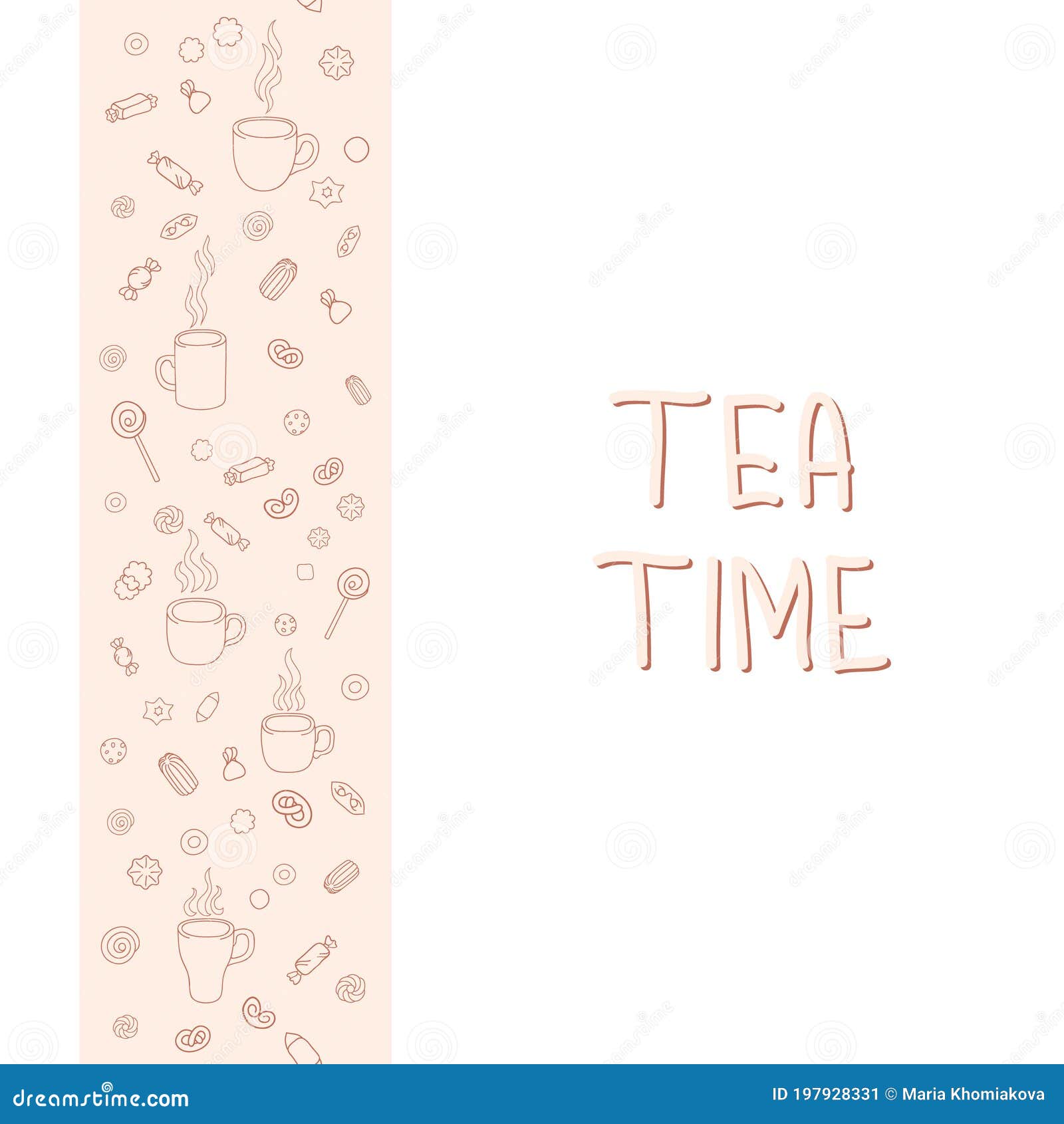 Color Seamless Border Tea Time Stock Illustration - Illustration of ...
