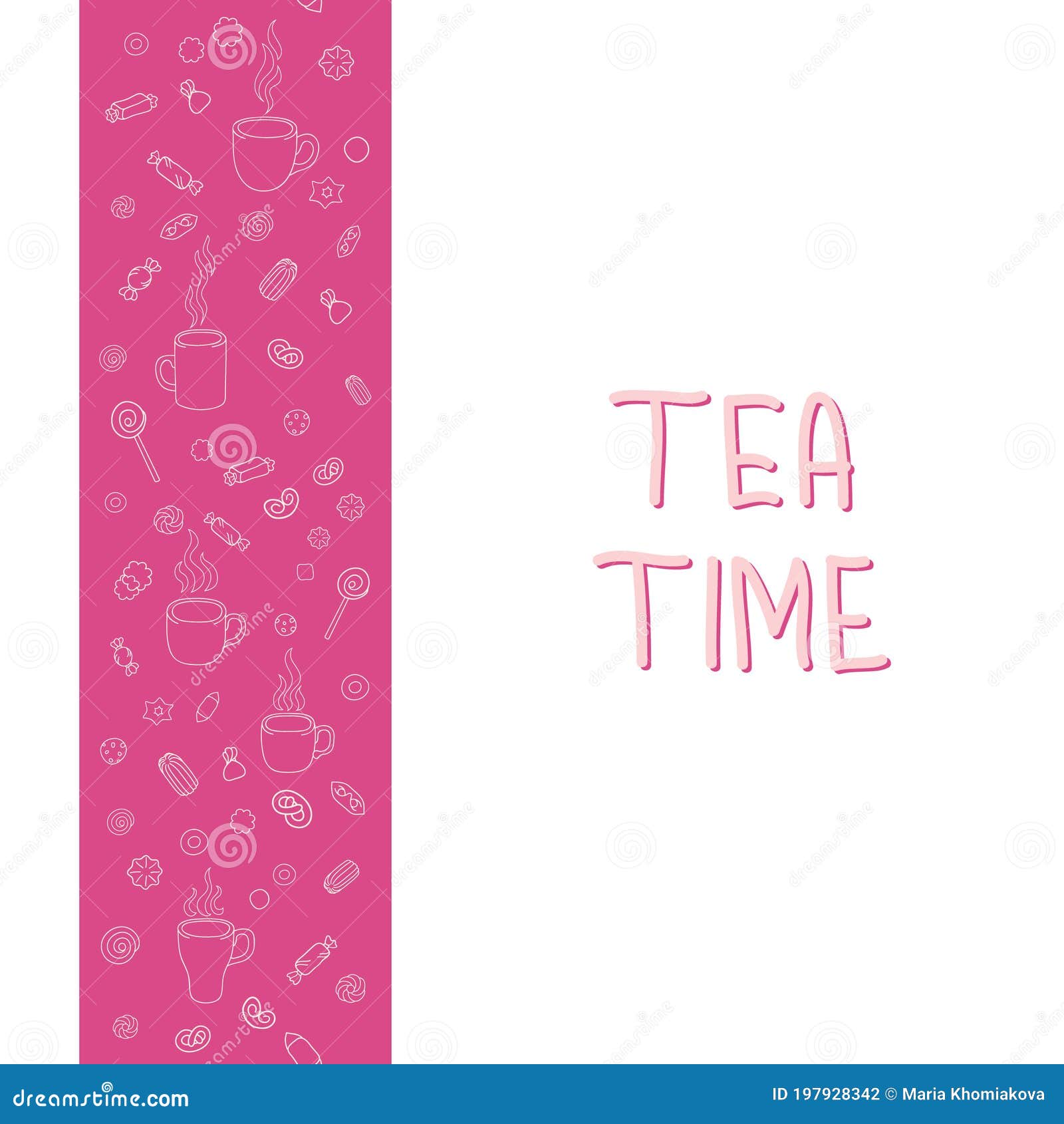Color Seamless Border Tea Time Stock Illustration - Illustration of ...