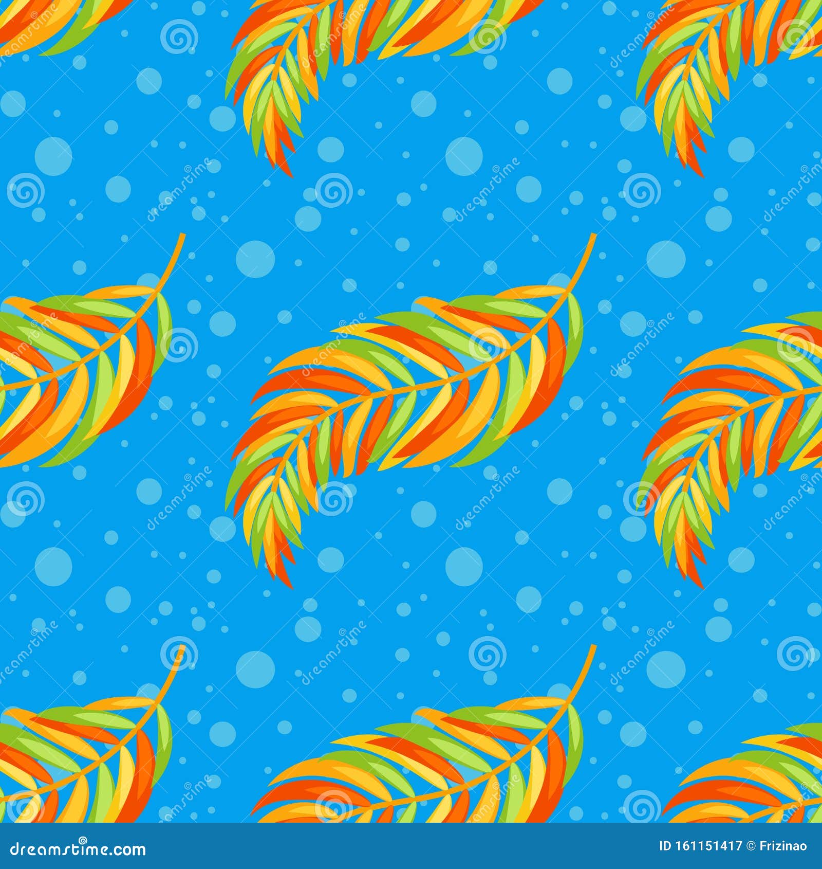 Color Seamless Pattern of Flat Abstract Isolated Orange Leaf Curving in ...