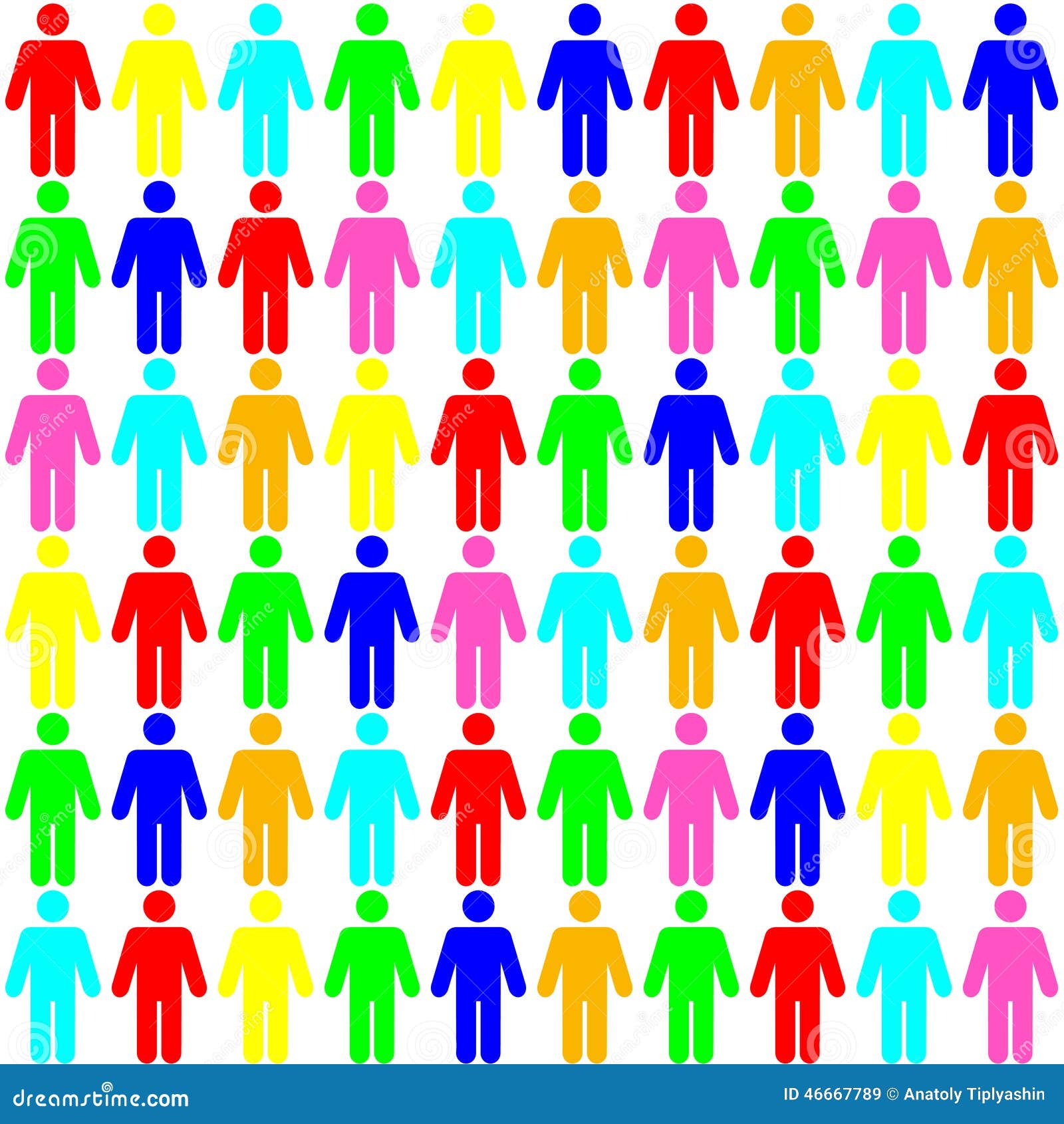 Color Seamless Pattern of the People Stock Vector - Illustration of ...