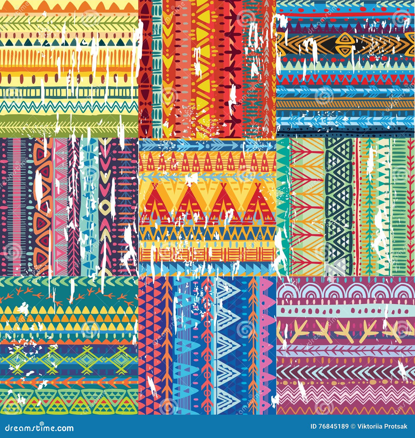 Color Seamless Tribal Texture Stock Vector - Illustration of fabric ...