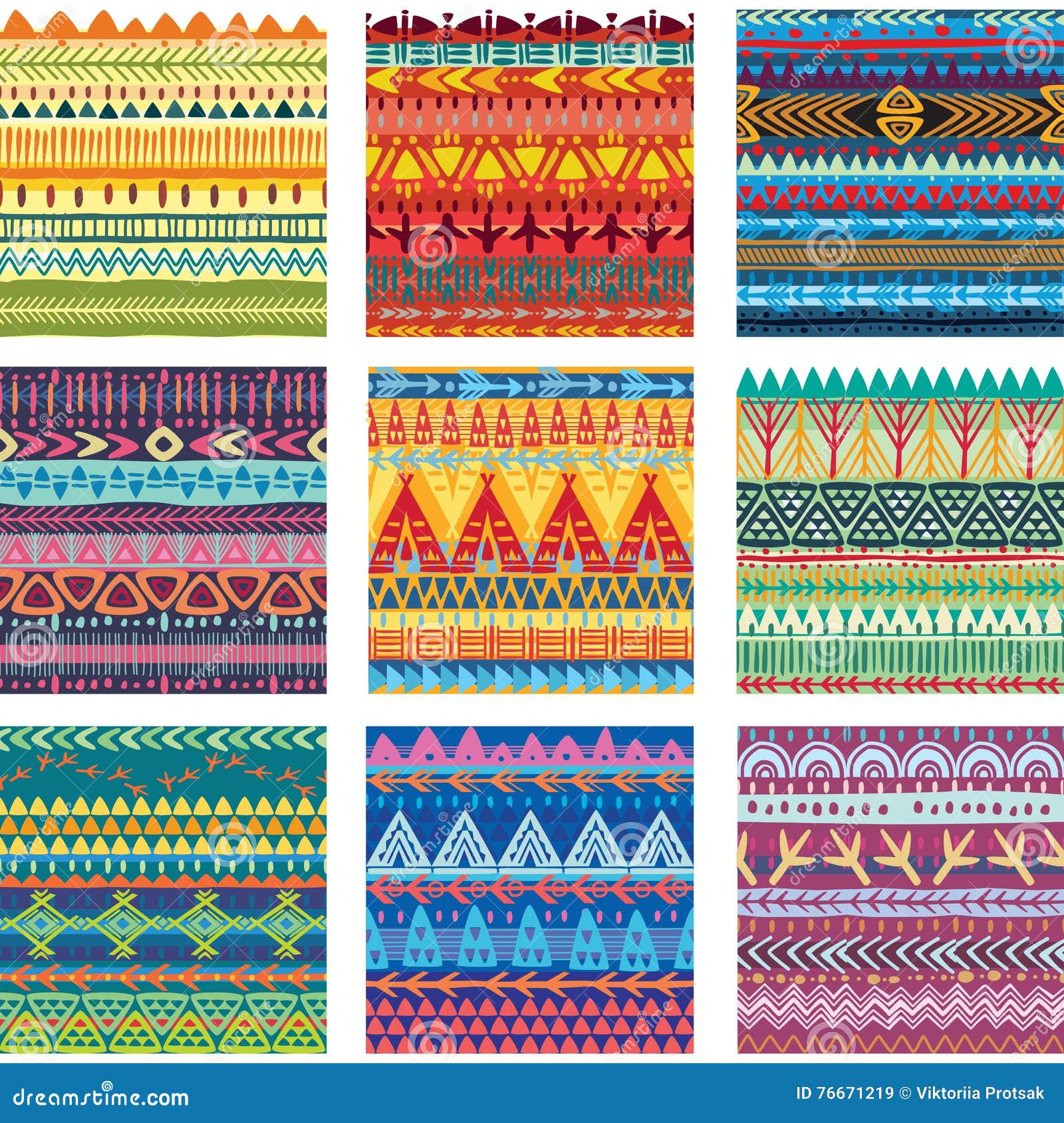 Color Seamless Tribal Texture Stock Vector - Illustration of ethno ...