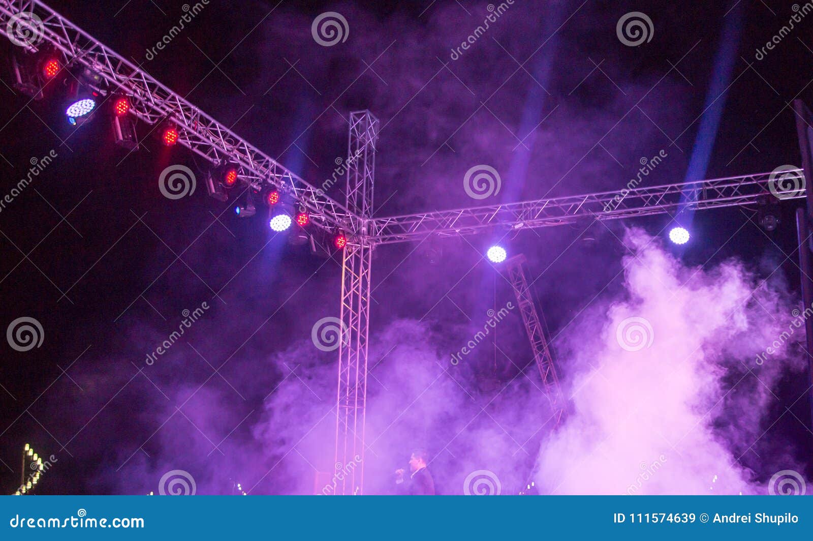 Color Searchlight at a Concert at Night Stock Image - Image of black ...
