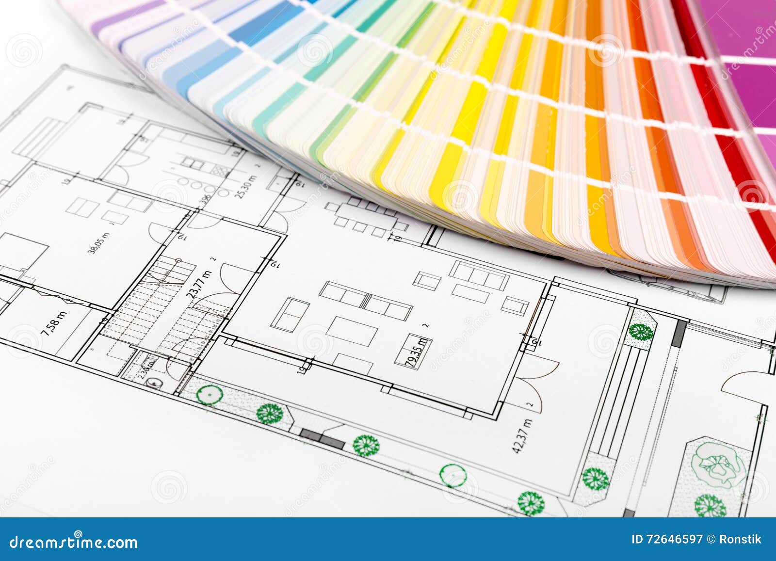Color Selection - Paint Samples with House Floor Plan Stock Image ...