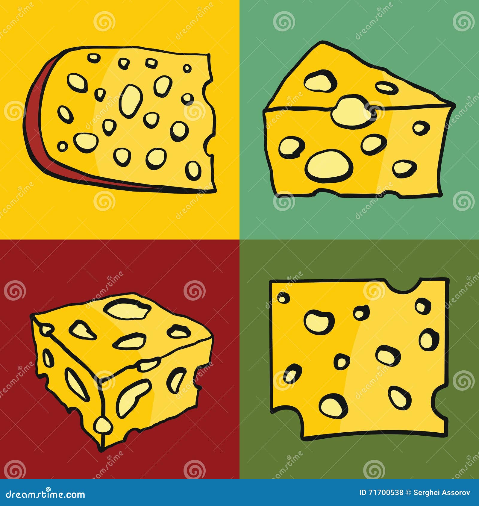 Color set of cheese stock vector. Illustration of protein - 71700538