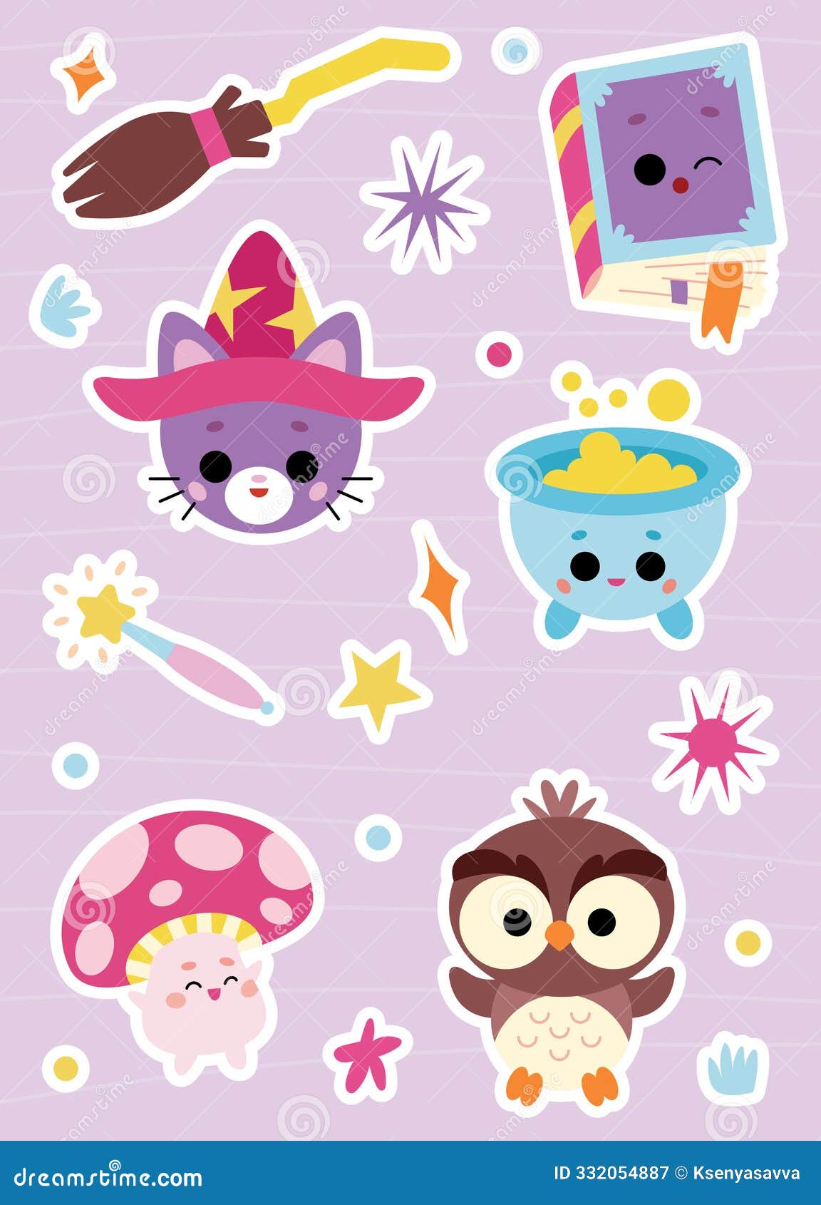 Vector Stickers Set Of American Symbols. Travel Illustration With ...