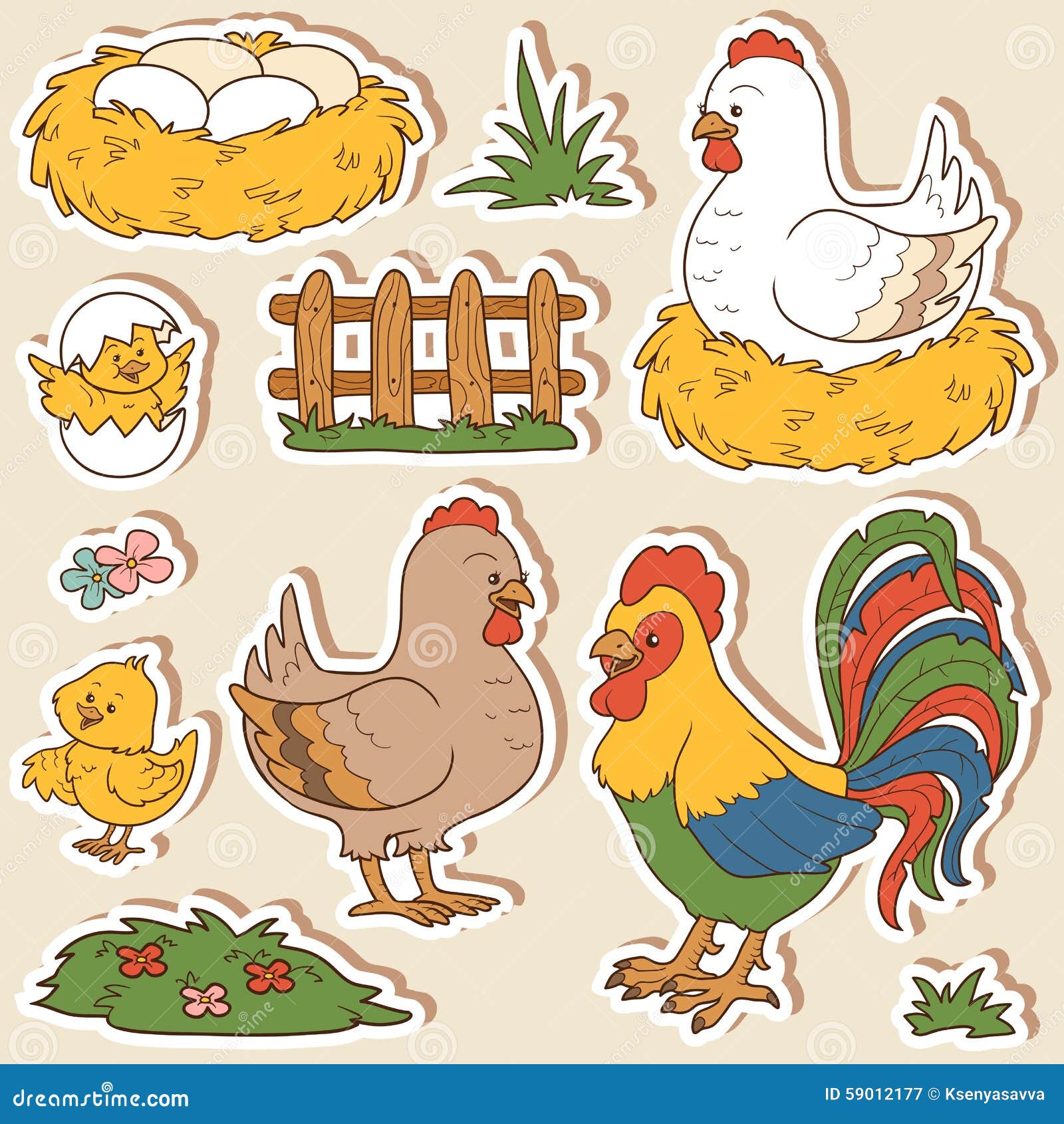 Cute Farm With Animals. Cartoon Illustration. | CartoonDealer.com #40719524