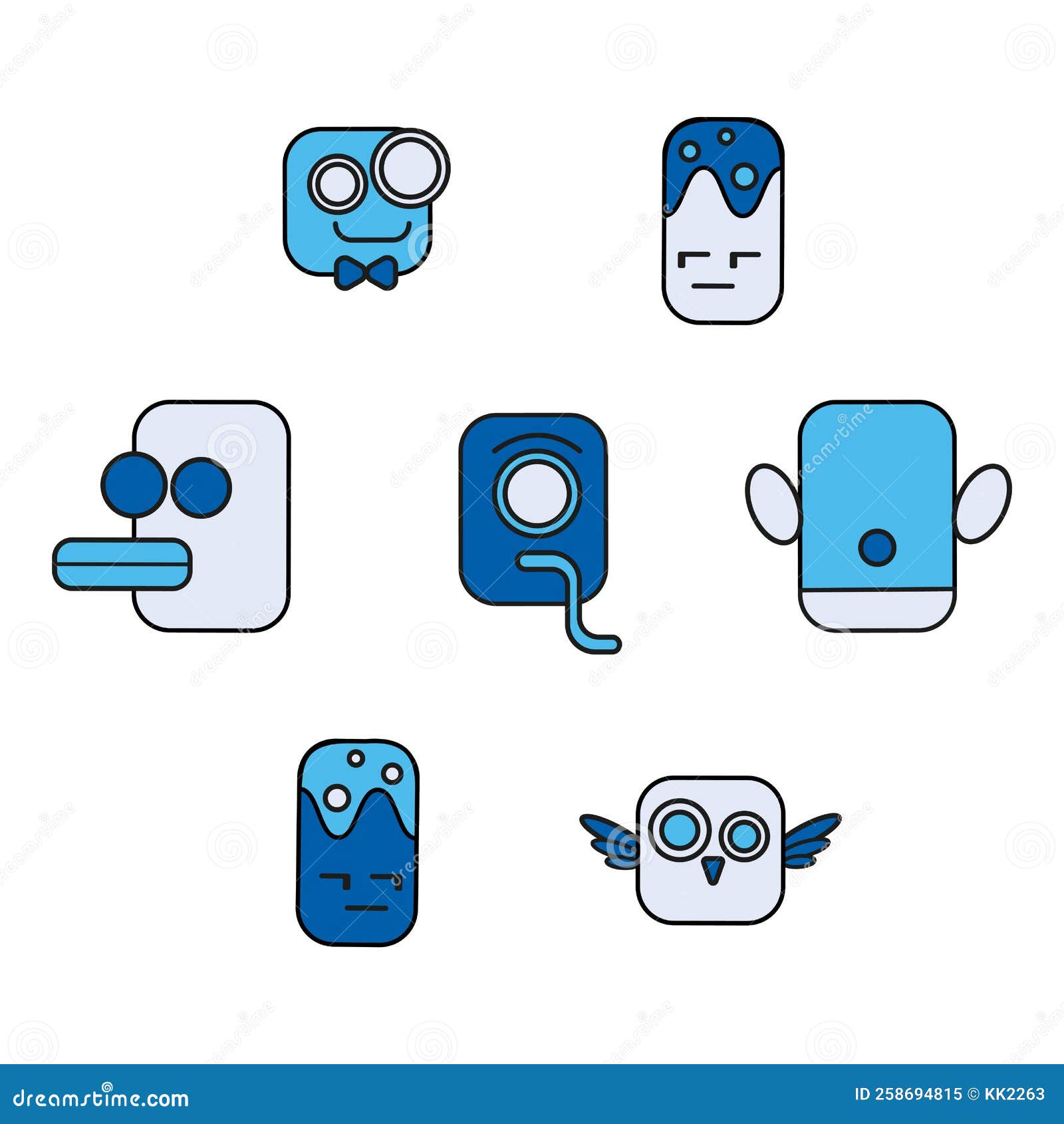 Color Set of Doodle Characters Stock Vector - Illustration of character ...