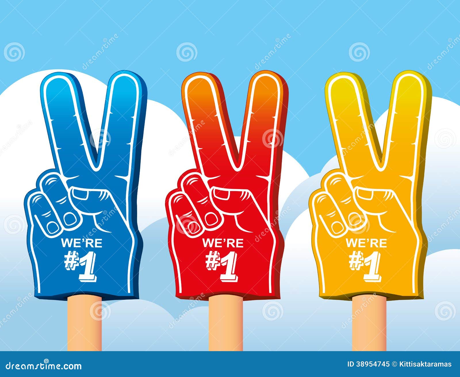 Fan Foam Hand With Number One Gesture Icon Vector Illustration ...