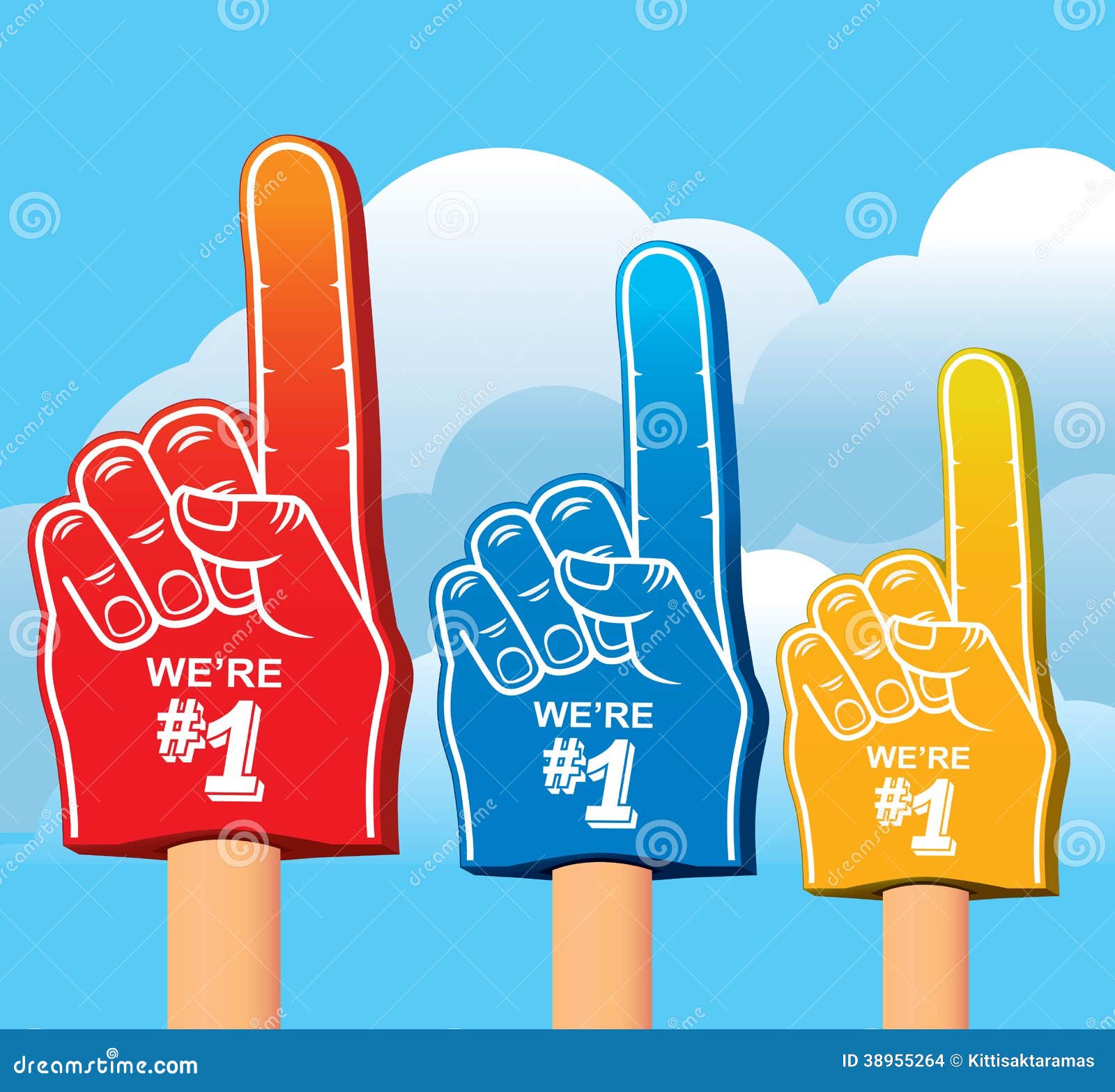 Fan Foam Hand With Number One Gesture Icon Vector Illustration ...