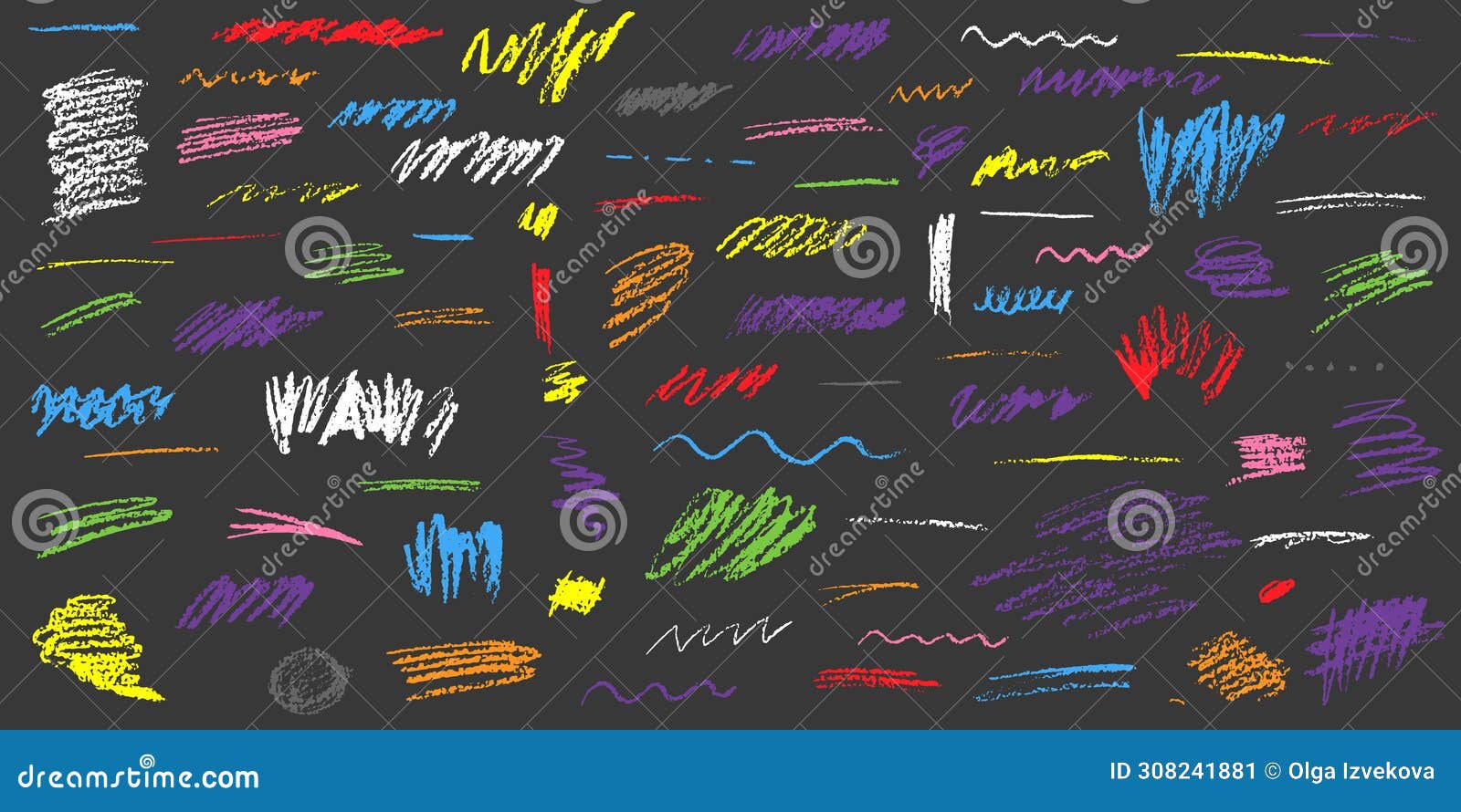 Color Set of Hand Drawn Crayon Scribbles Stock Vector - Illustration of ...