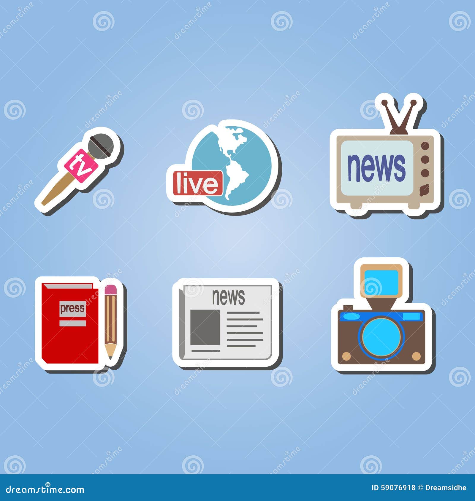 Color Set with Journalism Icons Stock Vector - Illustration of journal ...