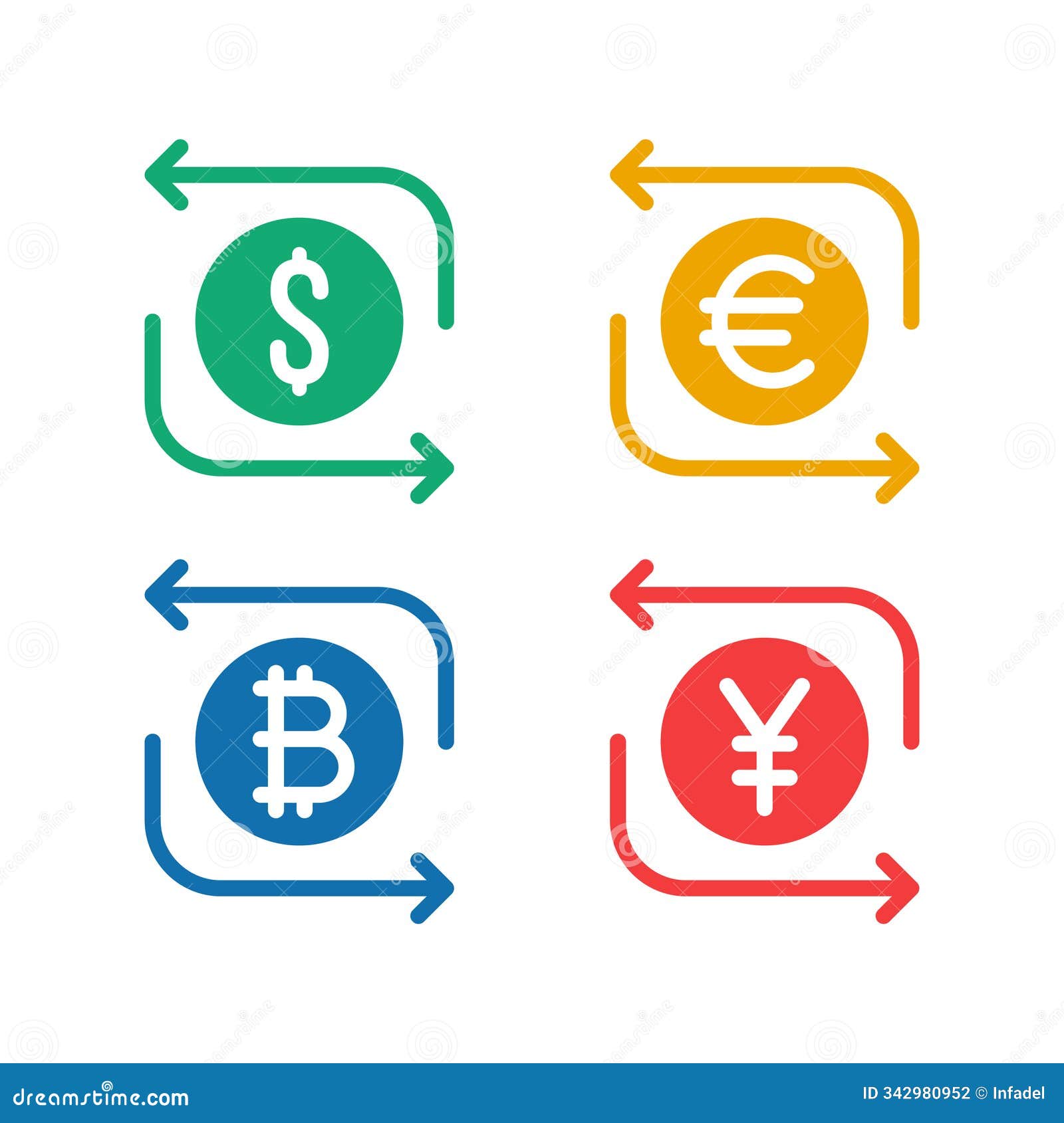 Color Set of Money Exchange or Remittance Icon Stock Illustration ...