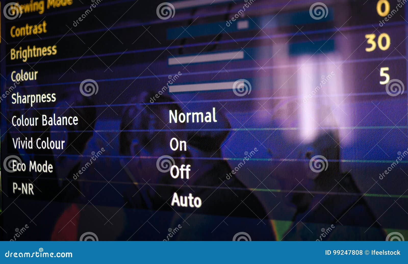TV settings menu fields editorial stock photo. Image of setup - 99247808