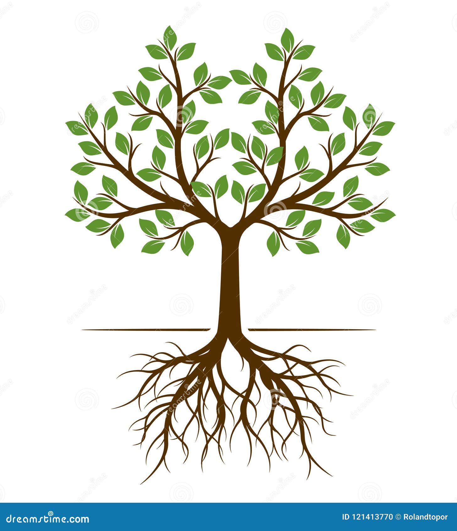 Color Shape of Tree with Roots. Vector Illustration Stock Vector ...