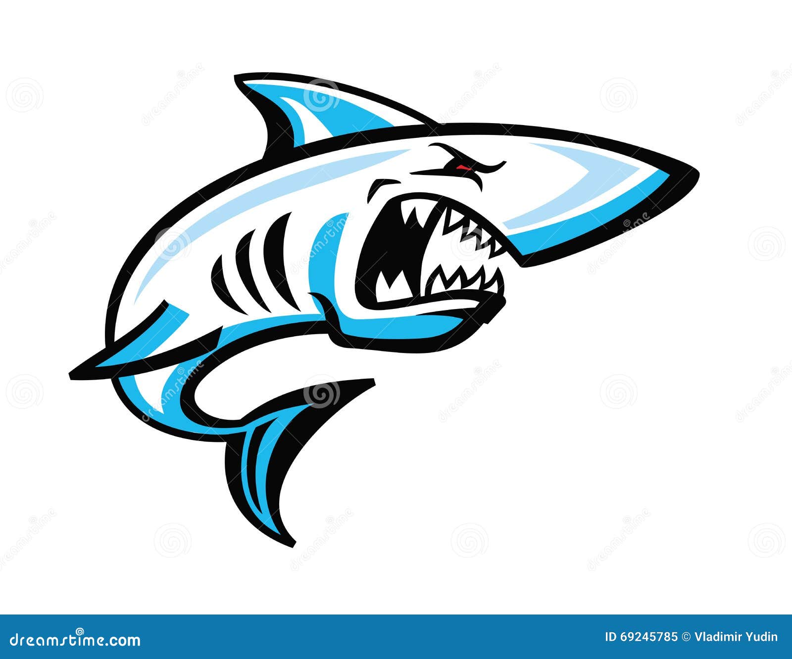 Color shark icon stock vector. Image of blue, insignia - 69245785
