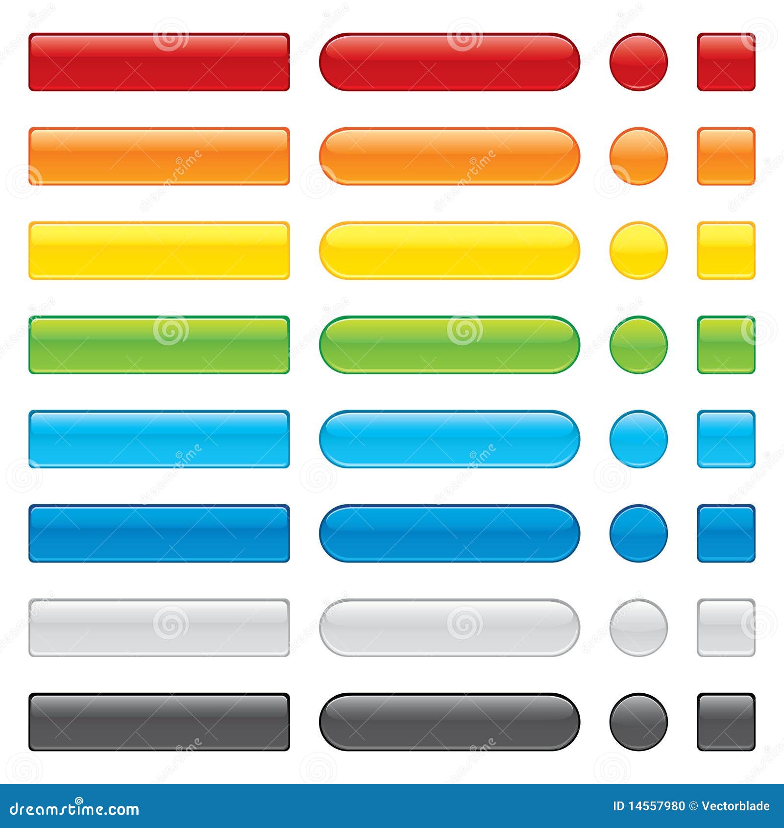 Color shiny buttons stock vector. Illustration of push - 14557980