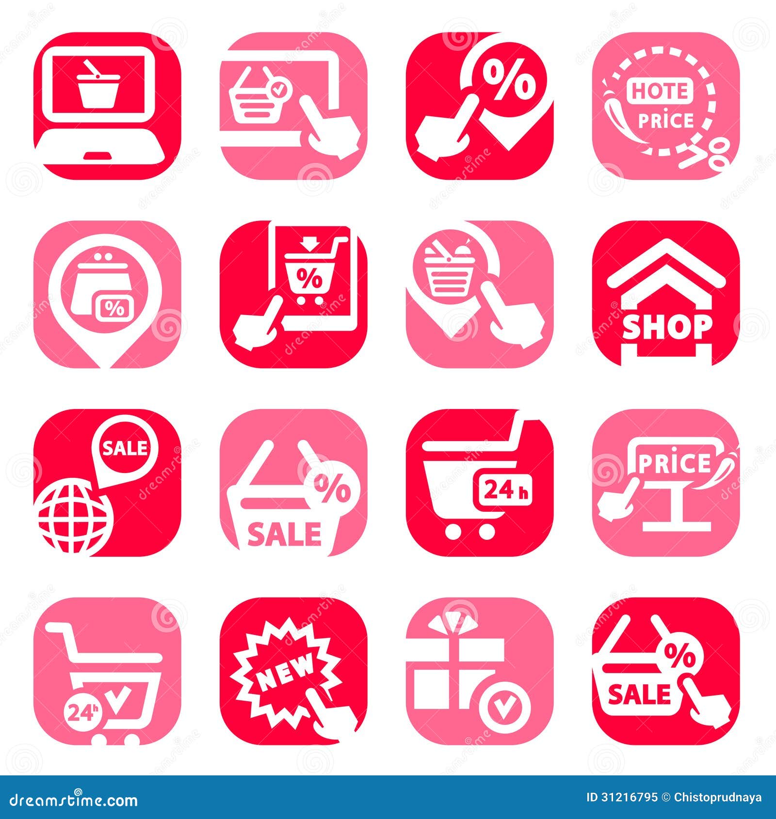 Color shopping icons stock vector. Illustration of market - 31216795