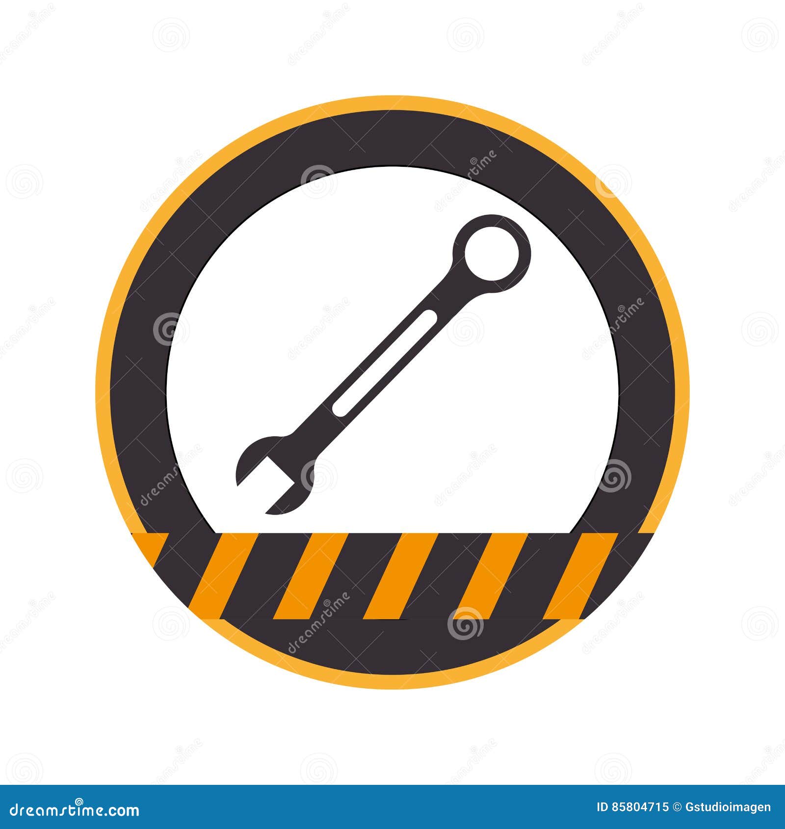 Color Silhouette Circle with Warning Lines with Wrench Stock Vector ...
