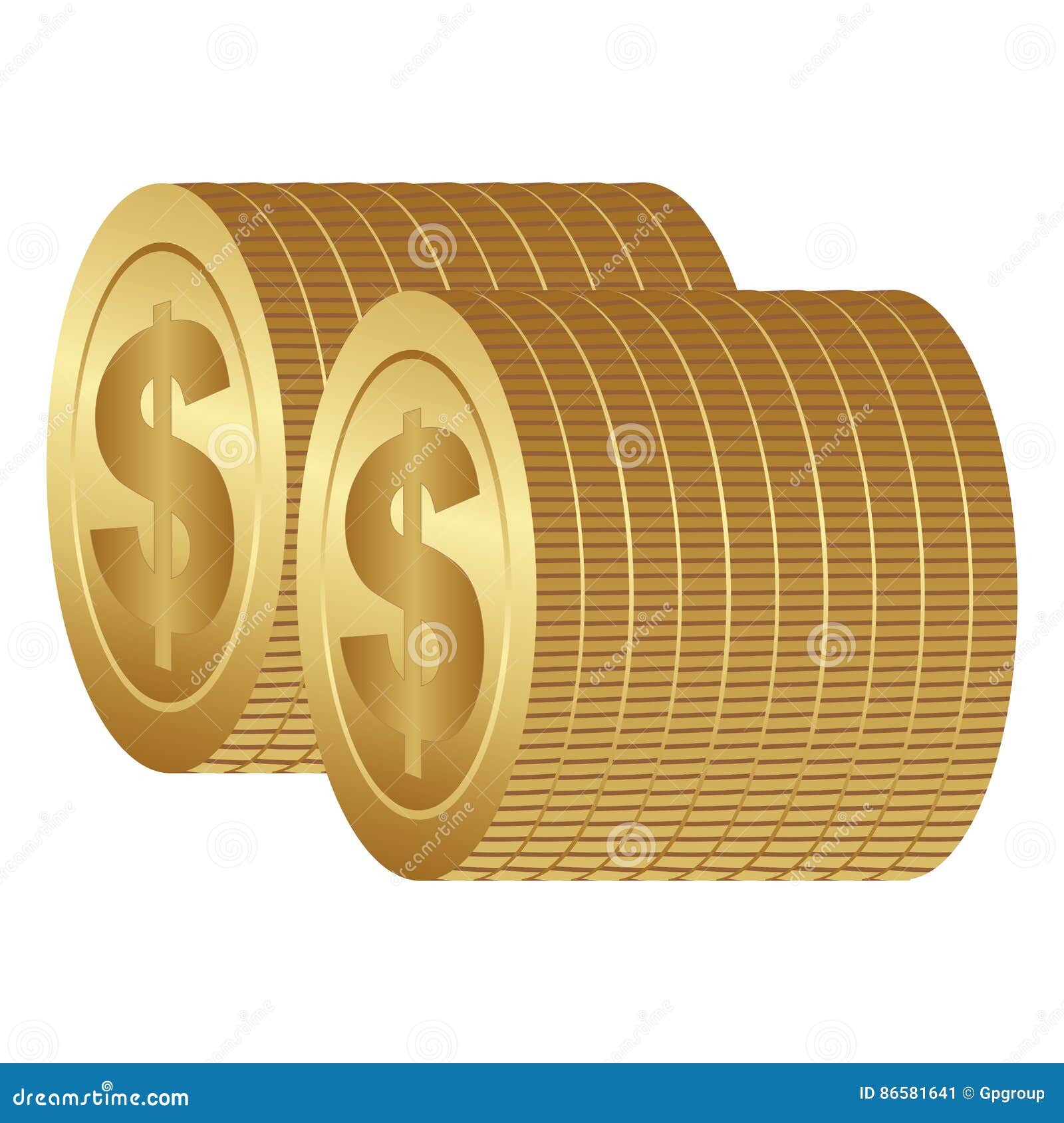 Color Silhouette with Coins Stack in Vertical Position Stock ...