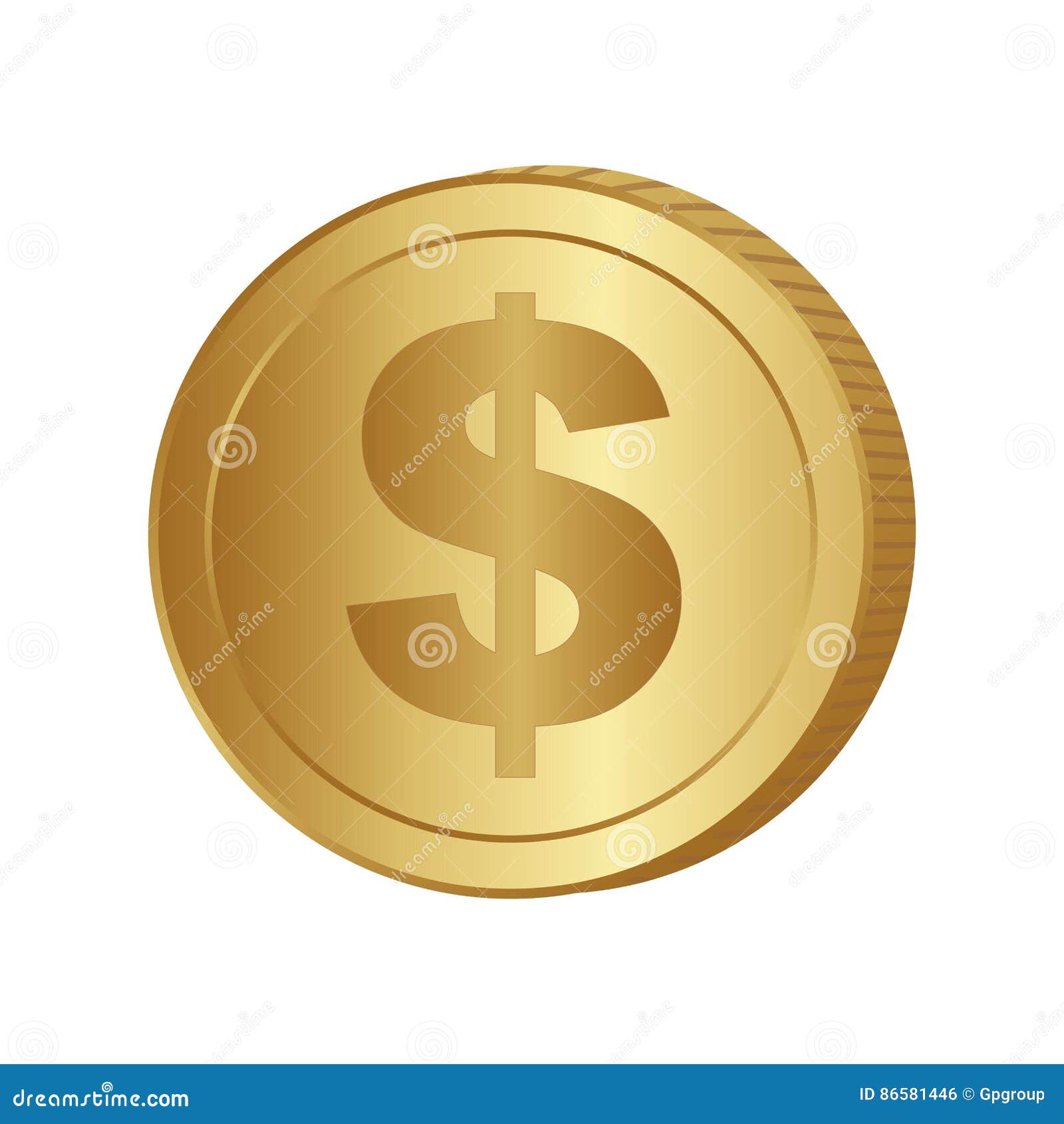 Color Silhouette with Icon Coin in Vertical Position Stock Illustration ...
