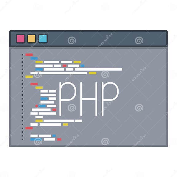 Color Silhouette Of Programming Window With Script Code Php Stock Vector Illustration Of Data