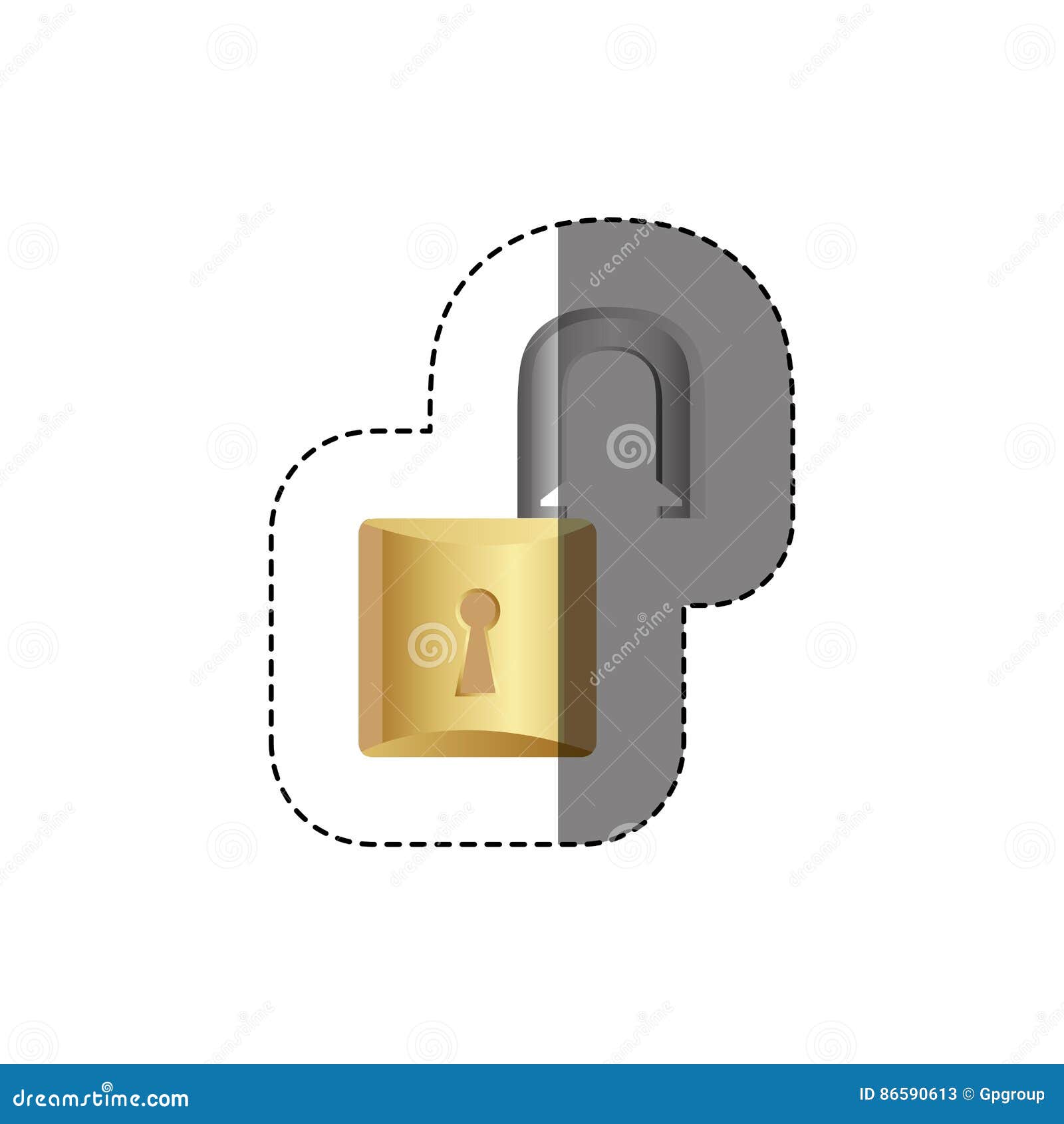 Color Silhouette Sticker with Open Padlock Stock Illustration ...