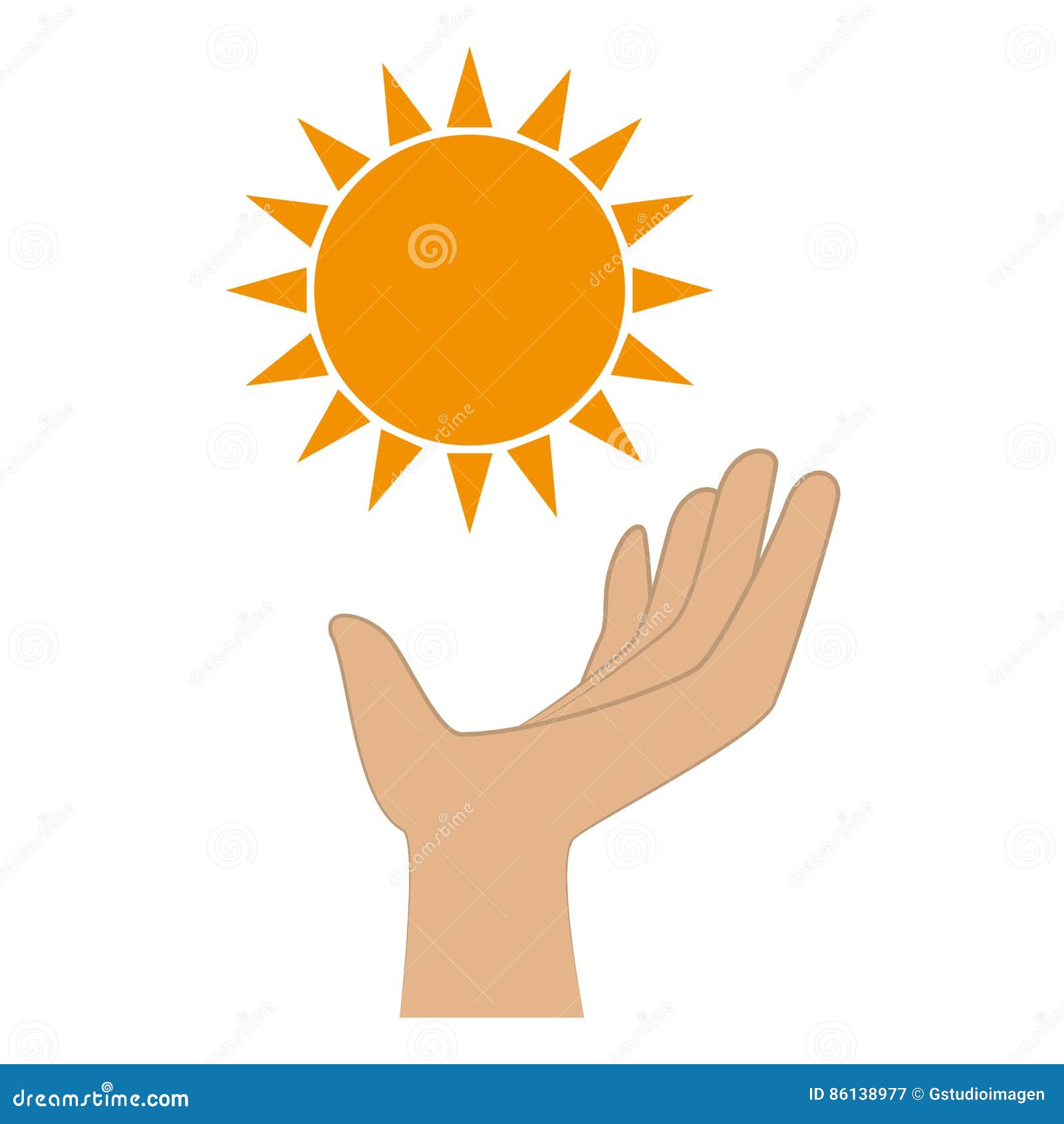 Color Silhouette with Sun and Hand Stock Vector - Illustration of ...