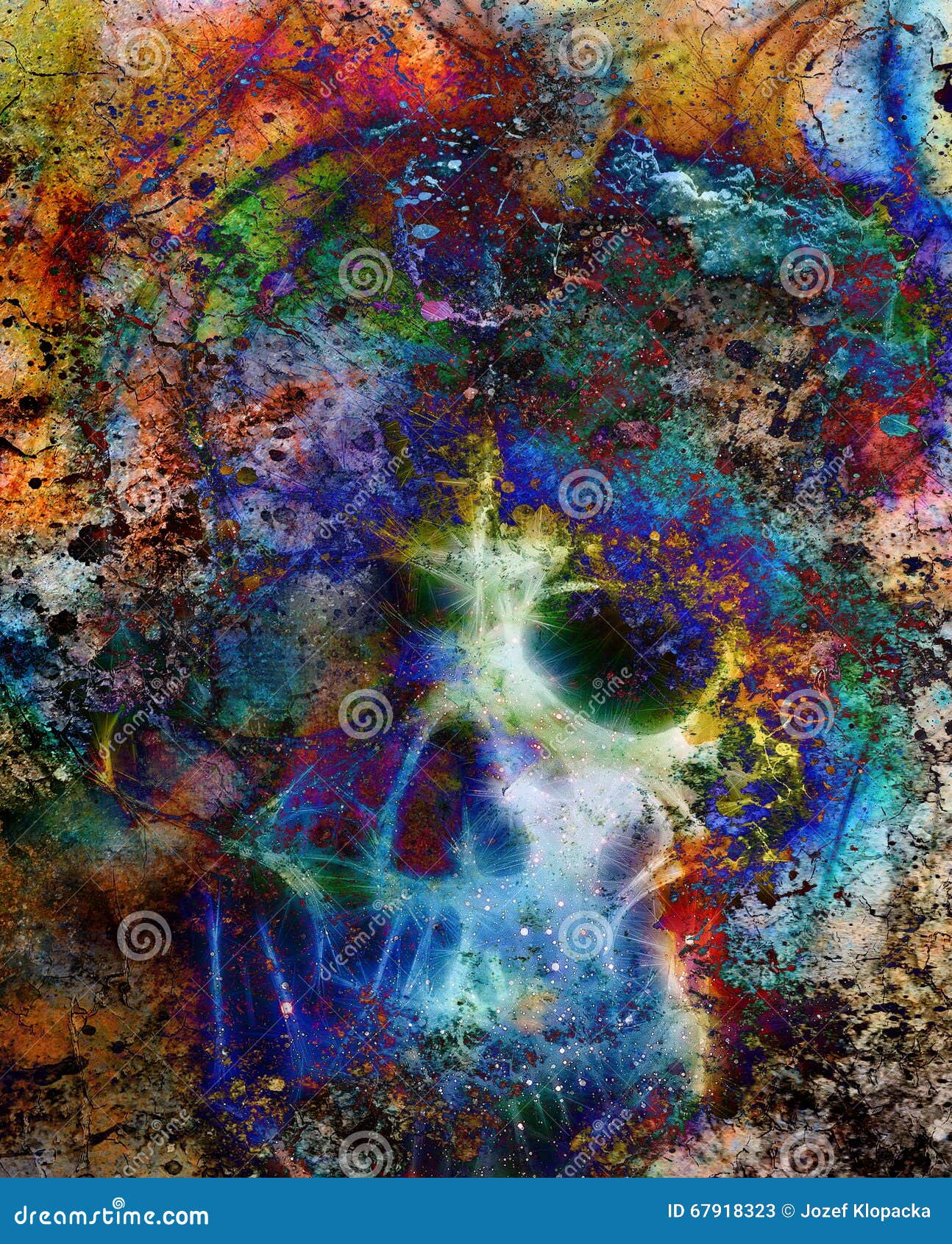 Color Skull Collage. Color Abstract Background, Computer Collage. Stock ...