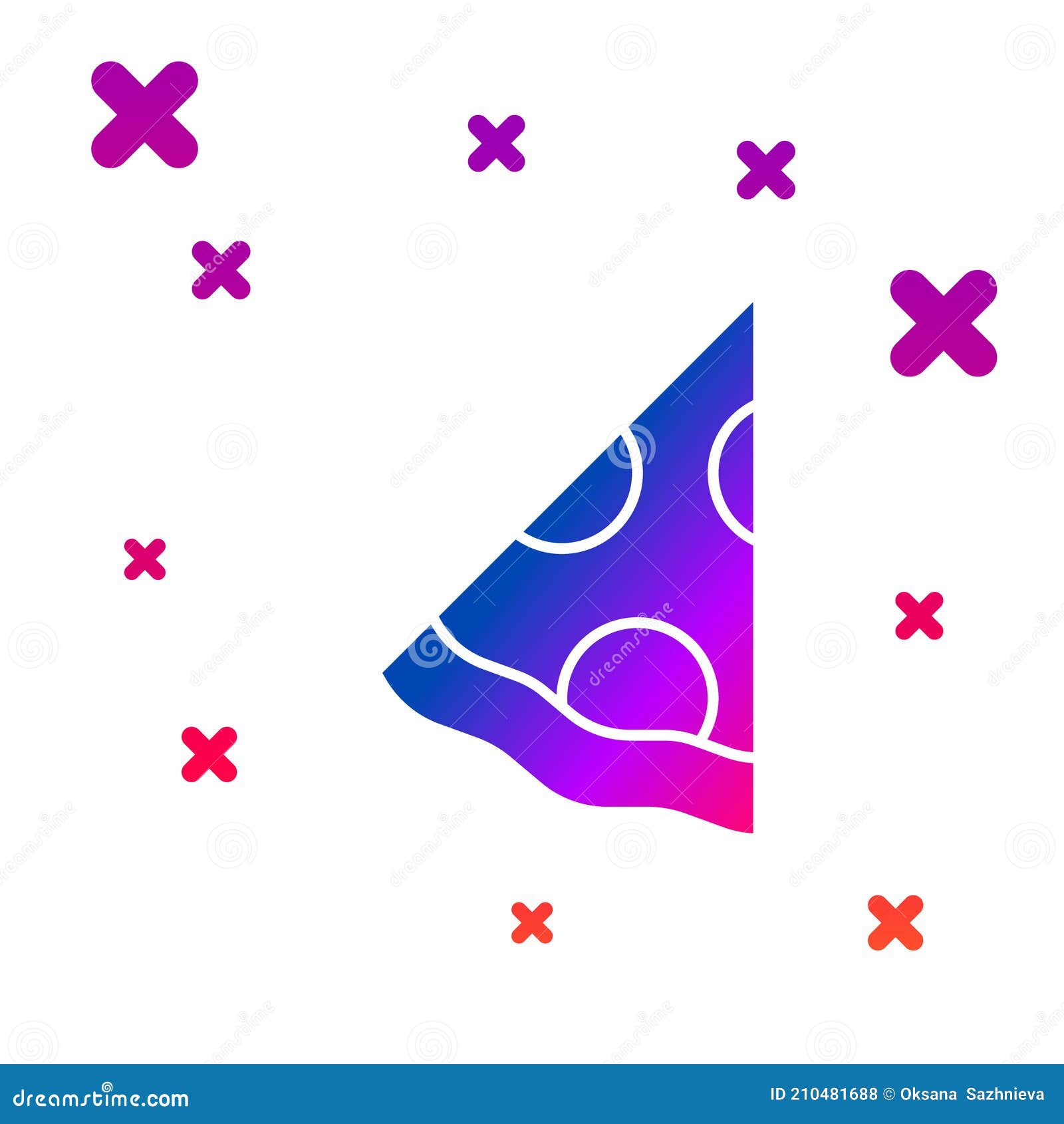 Color Slice of Pizza Icon Isolated on White Background. Fast Food Menu ...