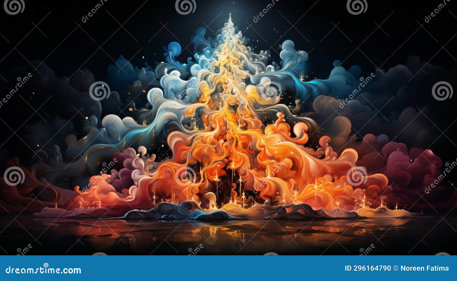 Color Smoke Art with Dark Background Stock Illustration - Illustration ...