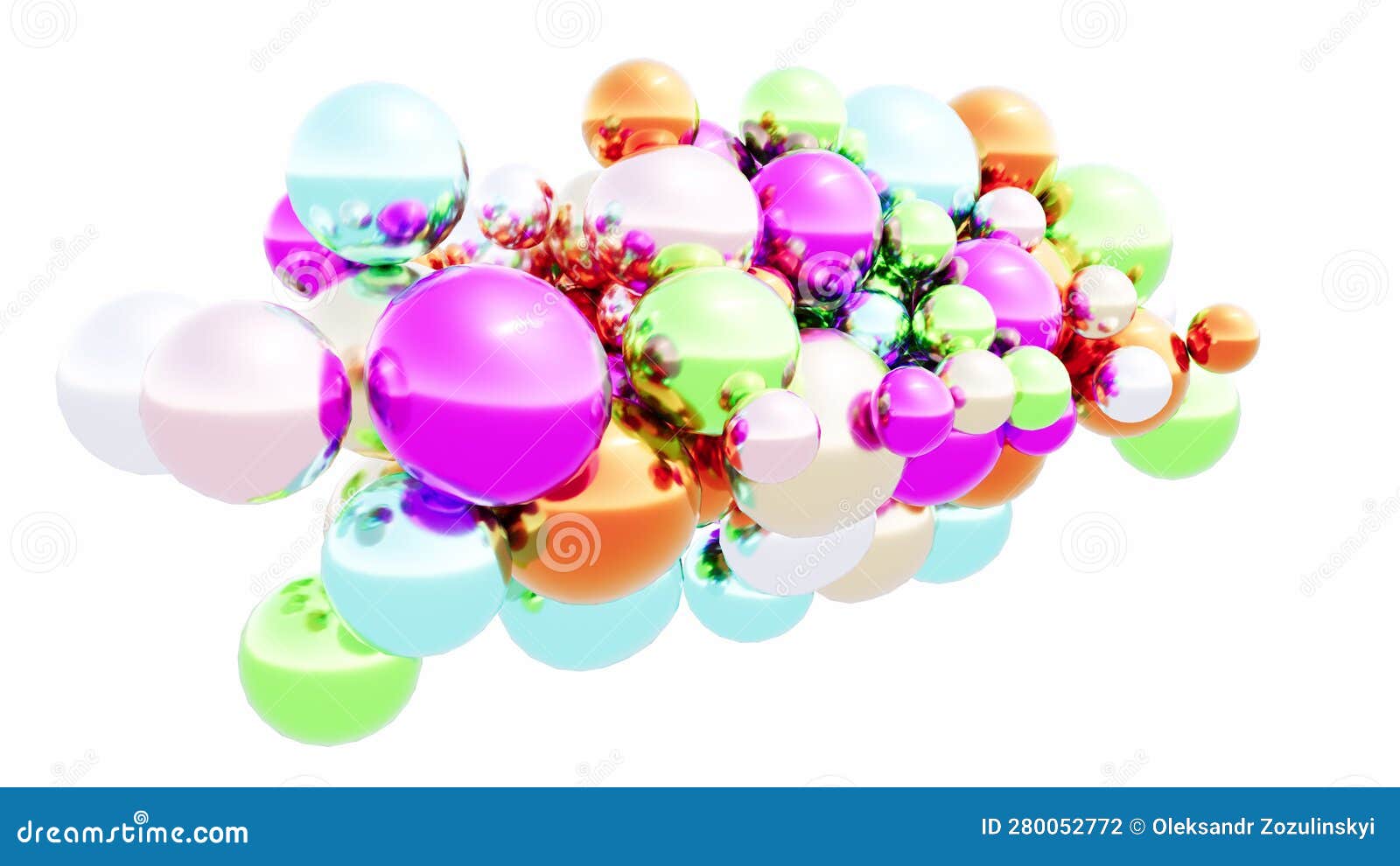 Color Soft Metal Balls on White 3d Stock Illustration - Illustration of ...