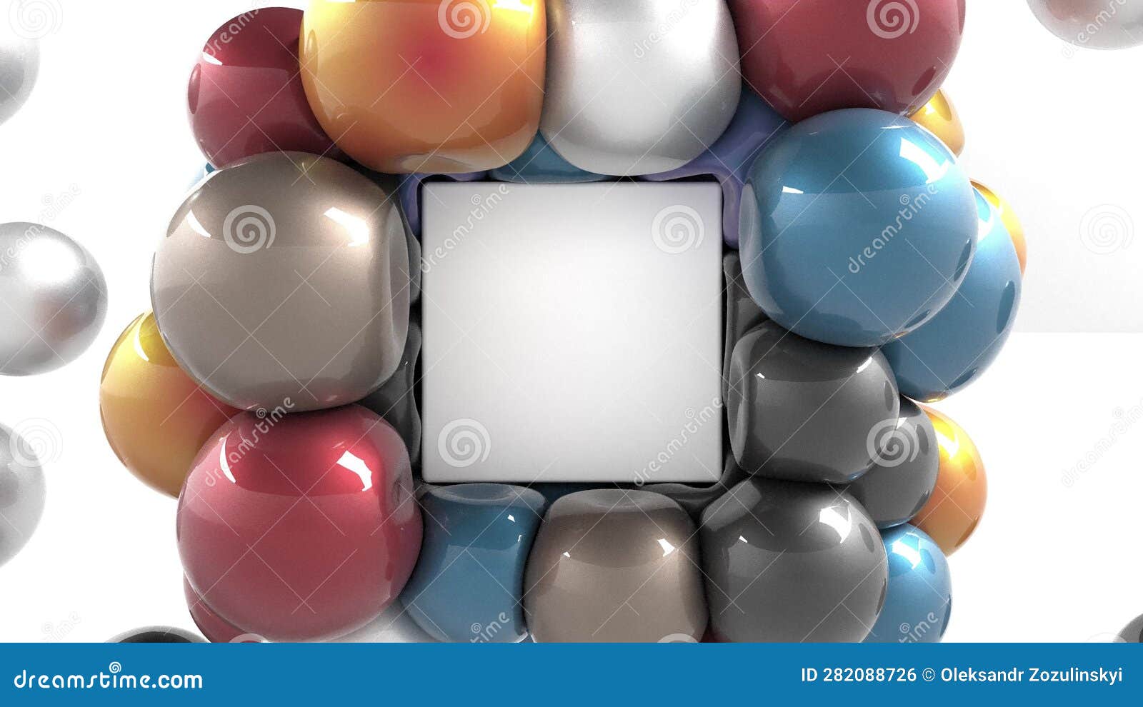 Color Soft Metal Spheres Collide on White Back 3d Stock Illustration ...