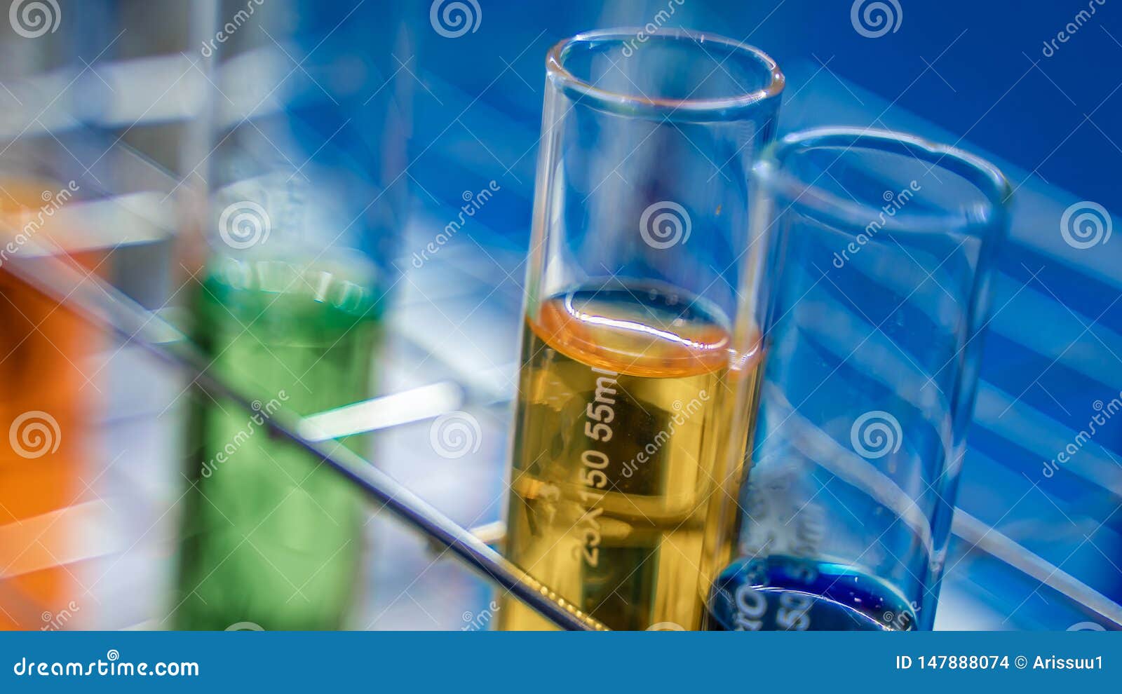 Color Solution in Glass Bottle Stock Photo - Image of biotechnology ...