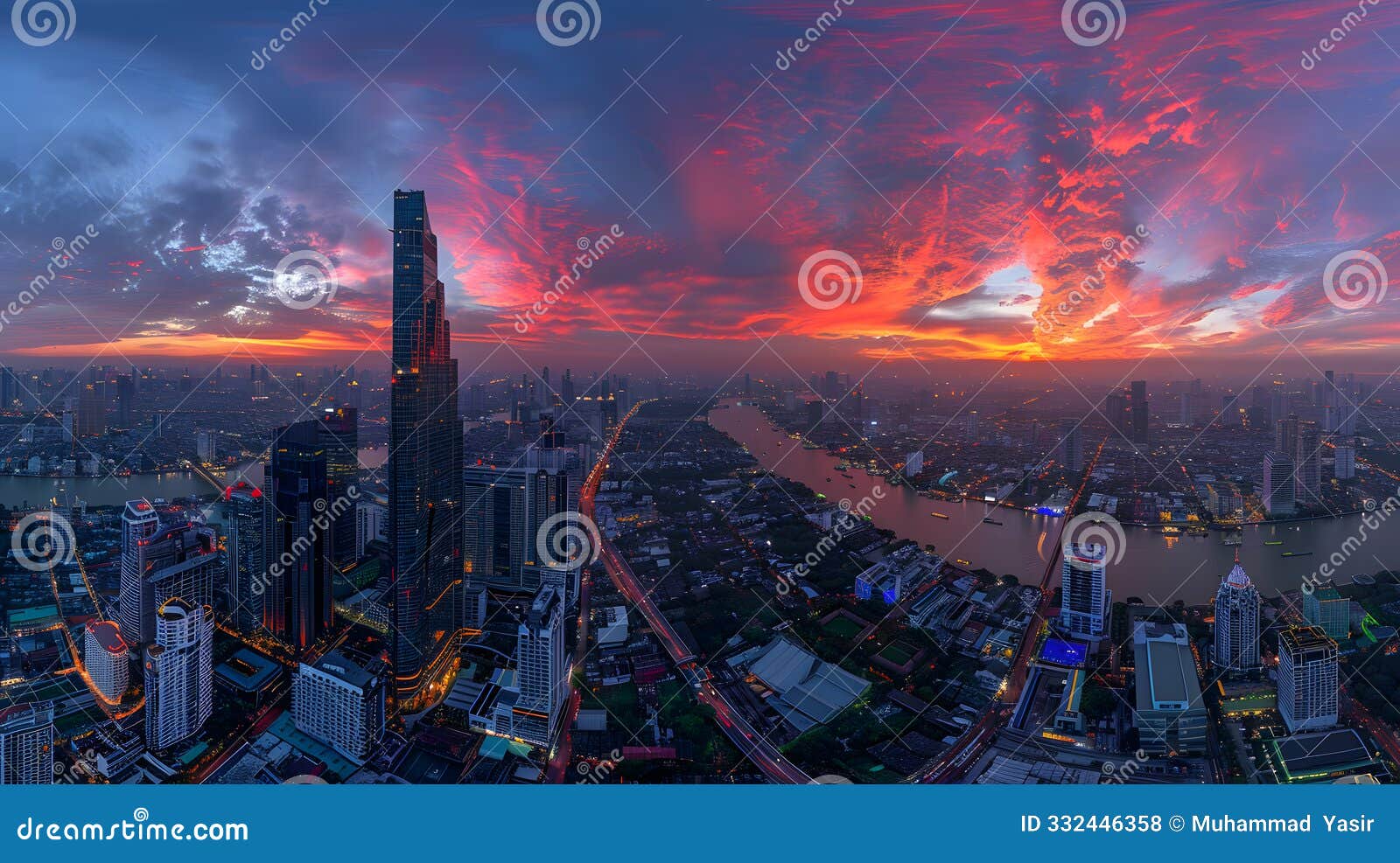 Color with Space. Beautiful Empty Sky View of Bangkok at Twilight Stock ...