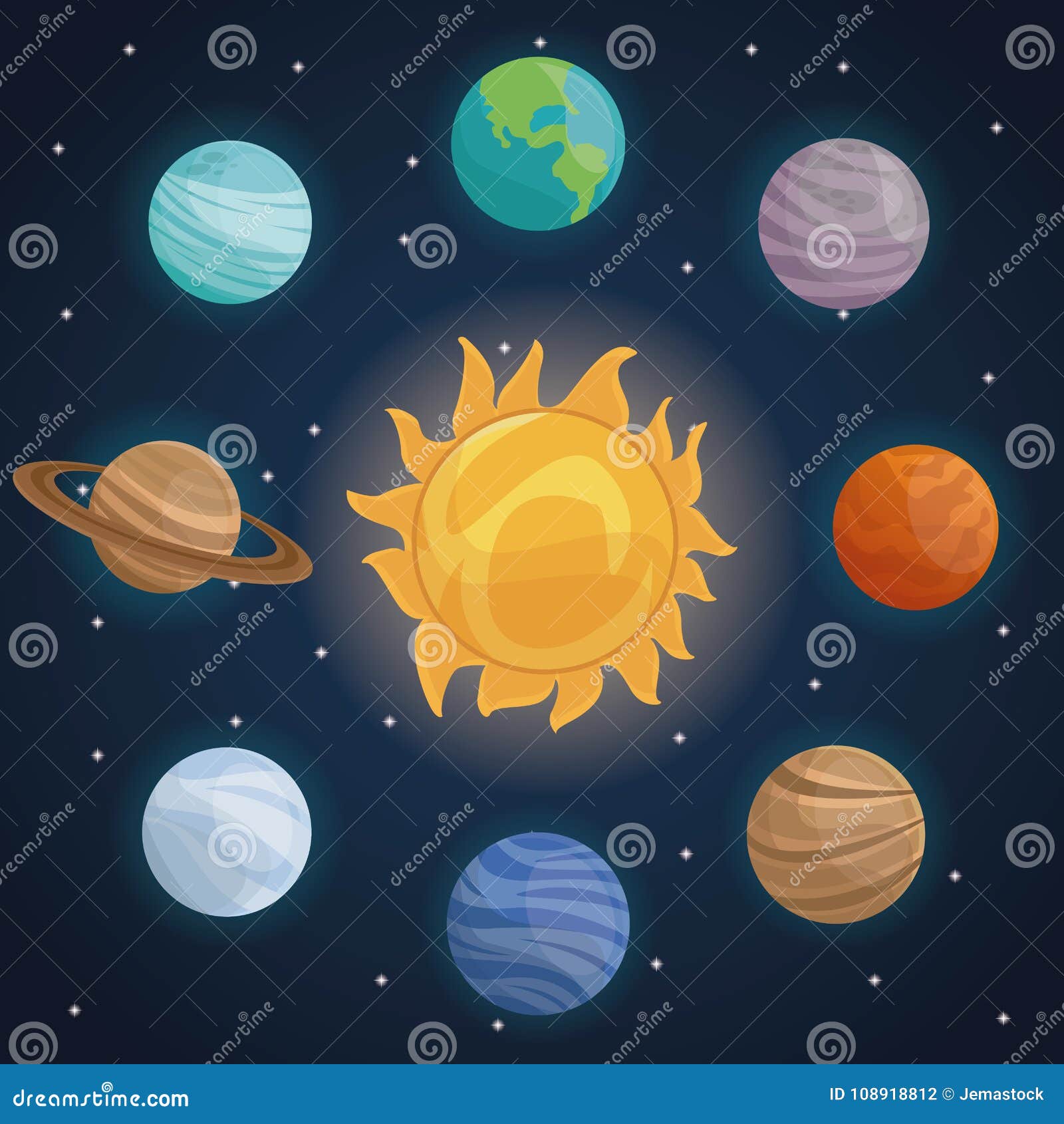 Color Space Landscape Background with Solar System Stock Vector ...
