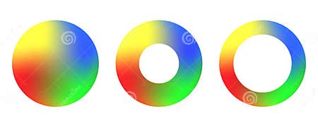 Color Spectrum Gradient Set in Circle Disk Forms, Color Hues Wheel in ...