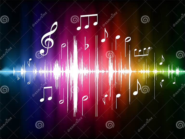 Color Spectrum Pulse with Musical Notes Stock Illustration ...