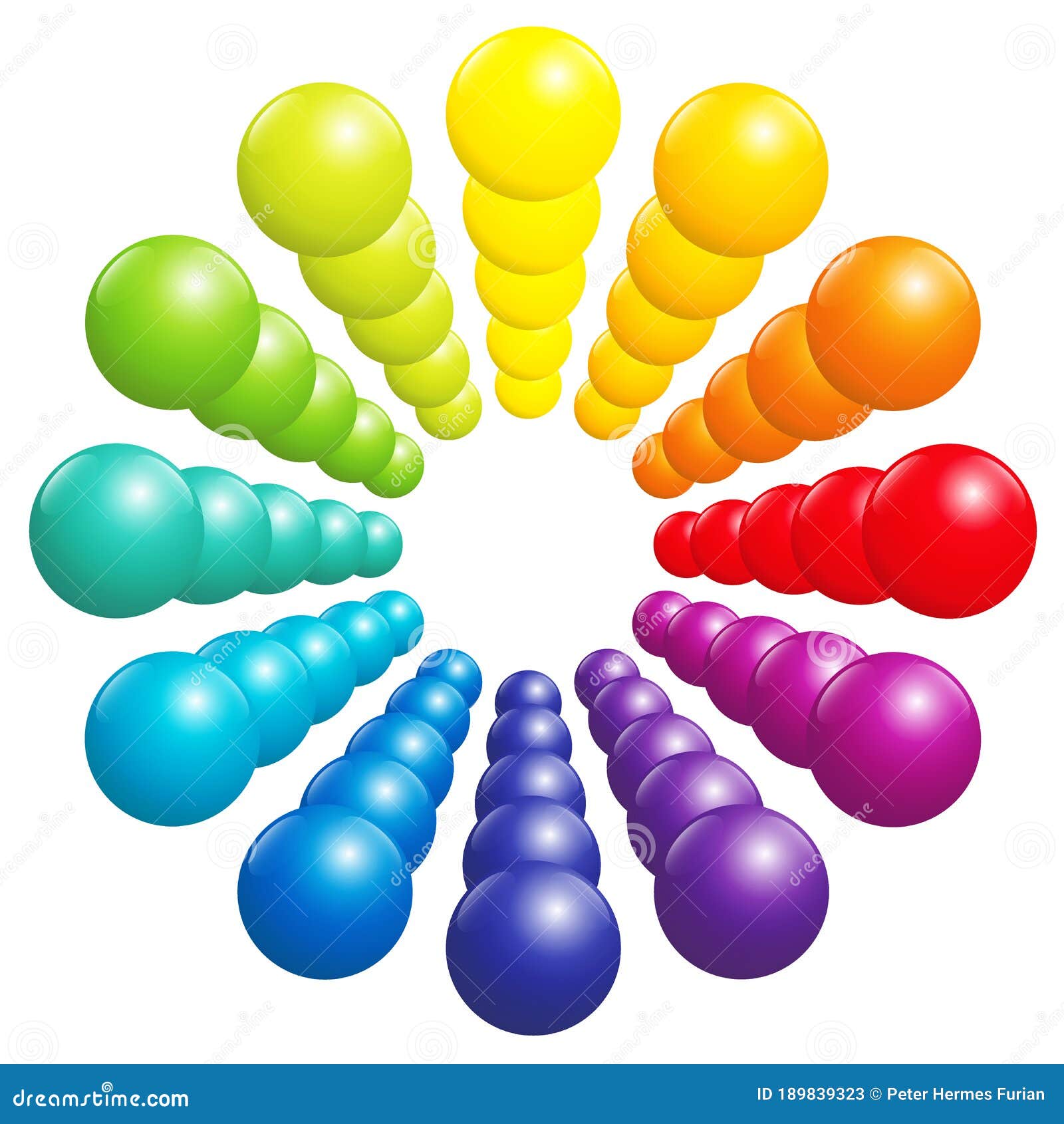 Color Spectrum Rainbow Colored Balls Tower Tube Pattern Stock Vector ...