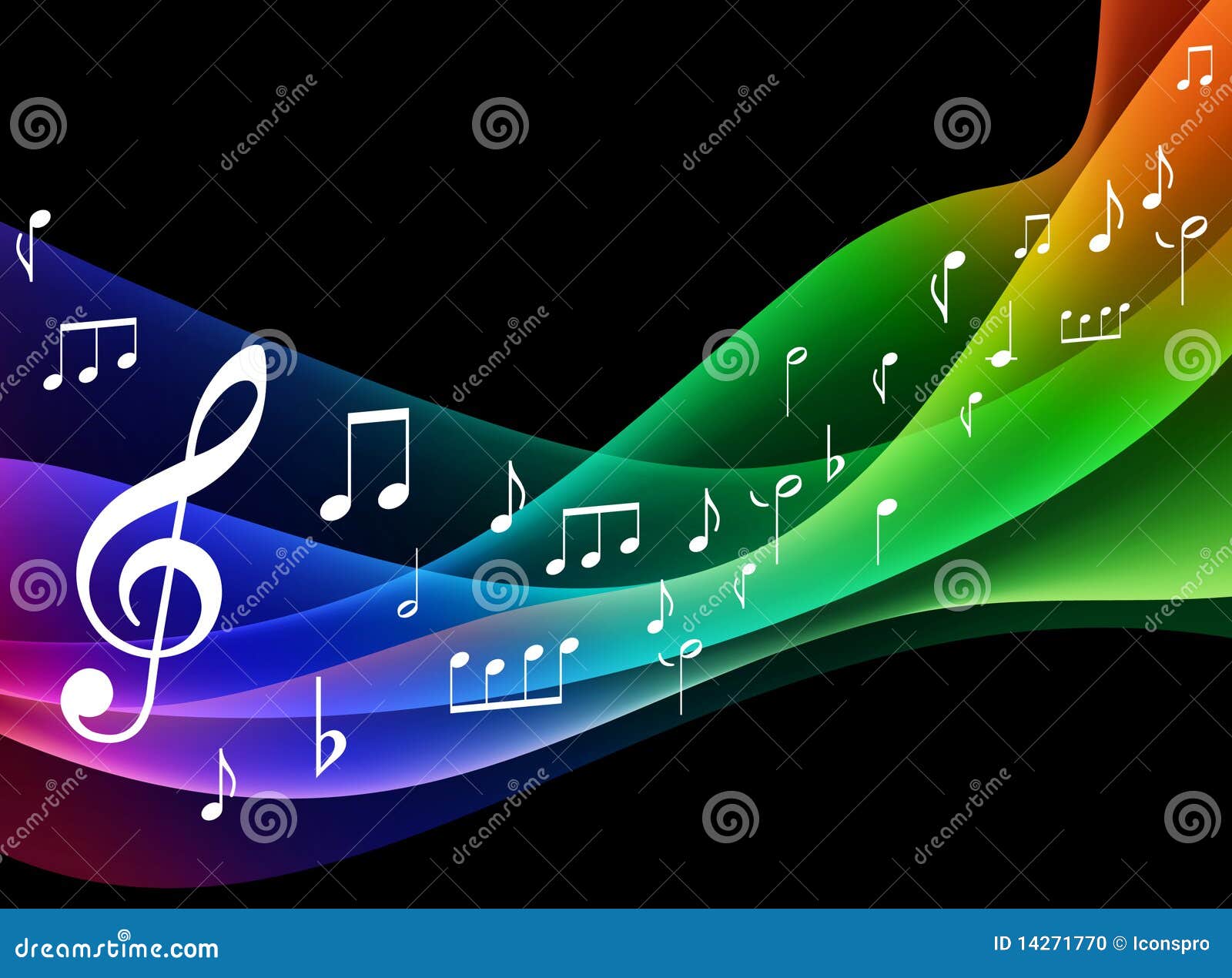 Color Spectrum Wave With Musical Notes Stock Illustration - Image: 14271770