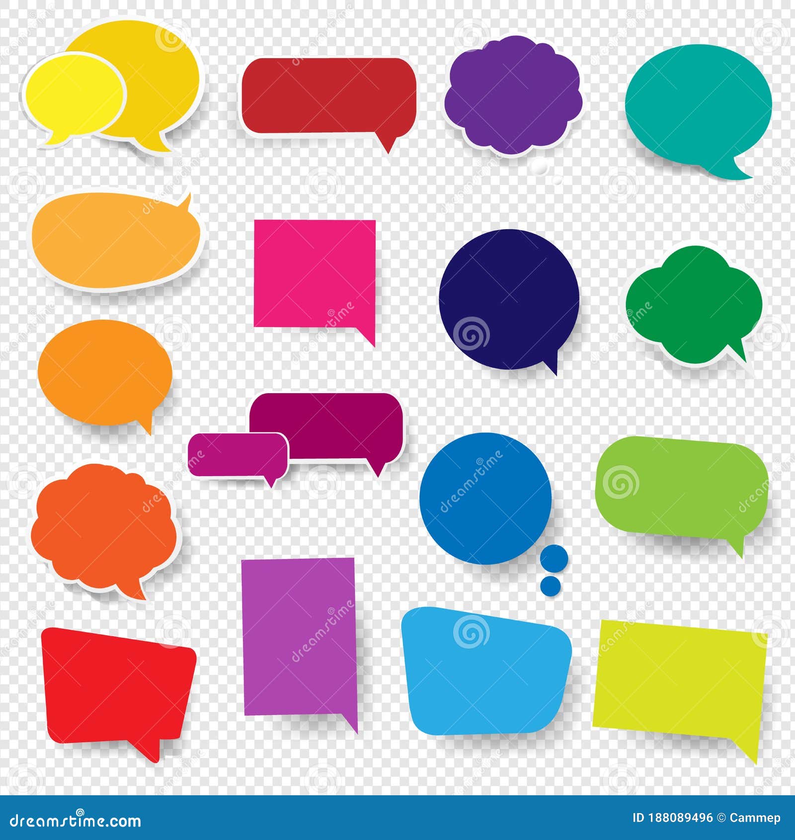 Color Speech Bubbles Collection in Transparent Background Stock Vector ...