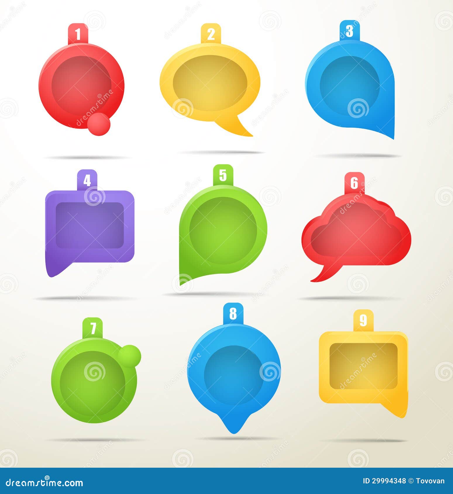 Color Speech Clouds Collection Stock Vector - Illustration of digits ...