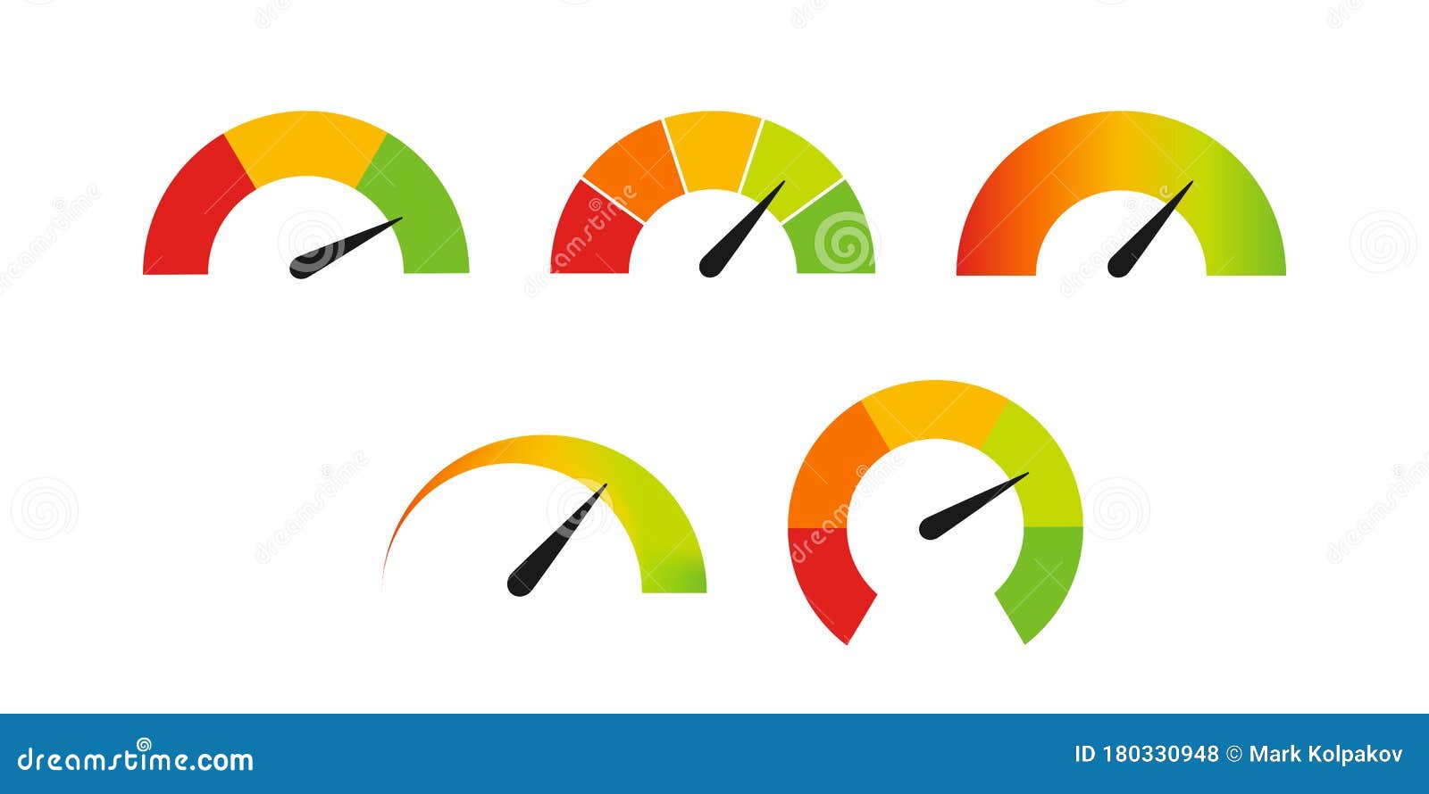 Color Speedometer Set Icon. Flat Isolated Vector Stock Illustration ...