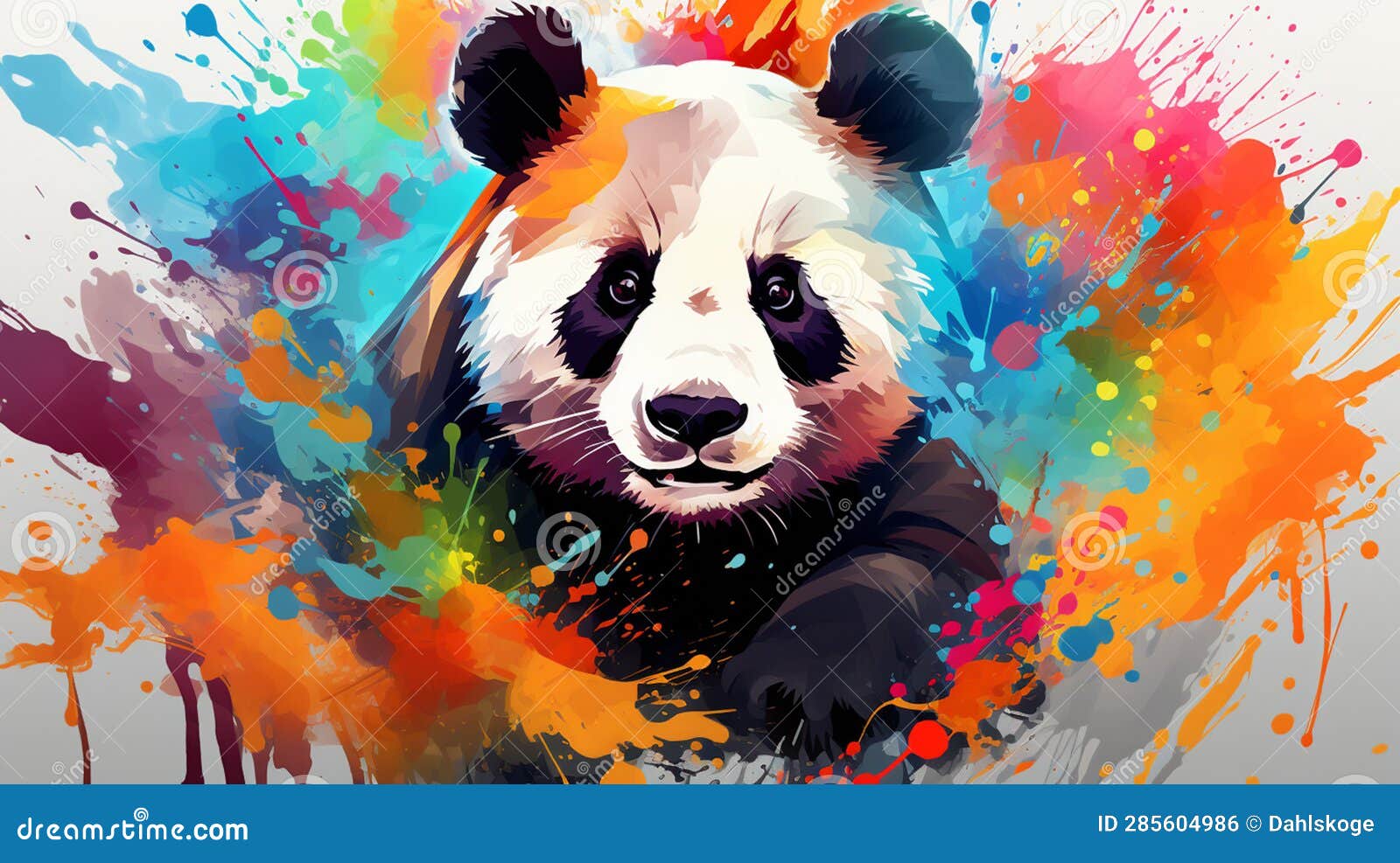 Color splashed panda stock illustration. Illustration of white - 285604986
