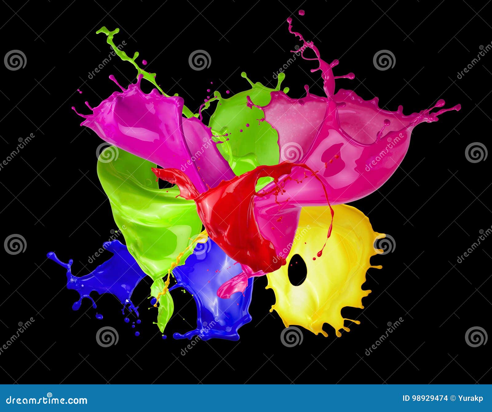 Color Splashes on a Black Background Stock Photo - Image of fresh ...