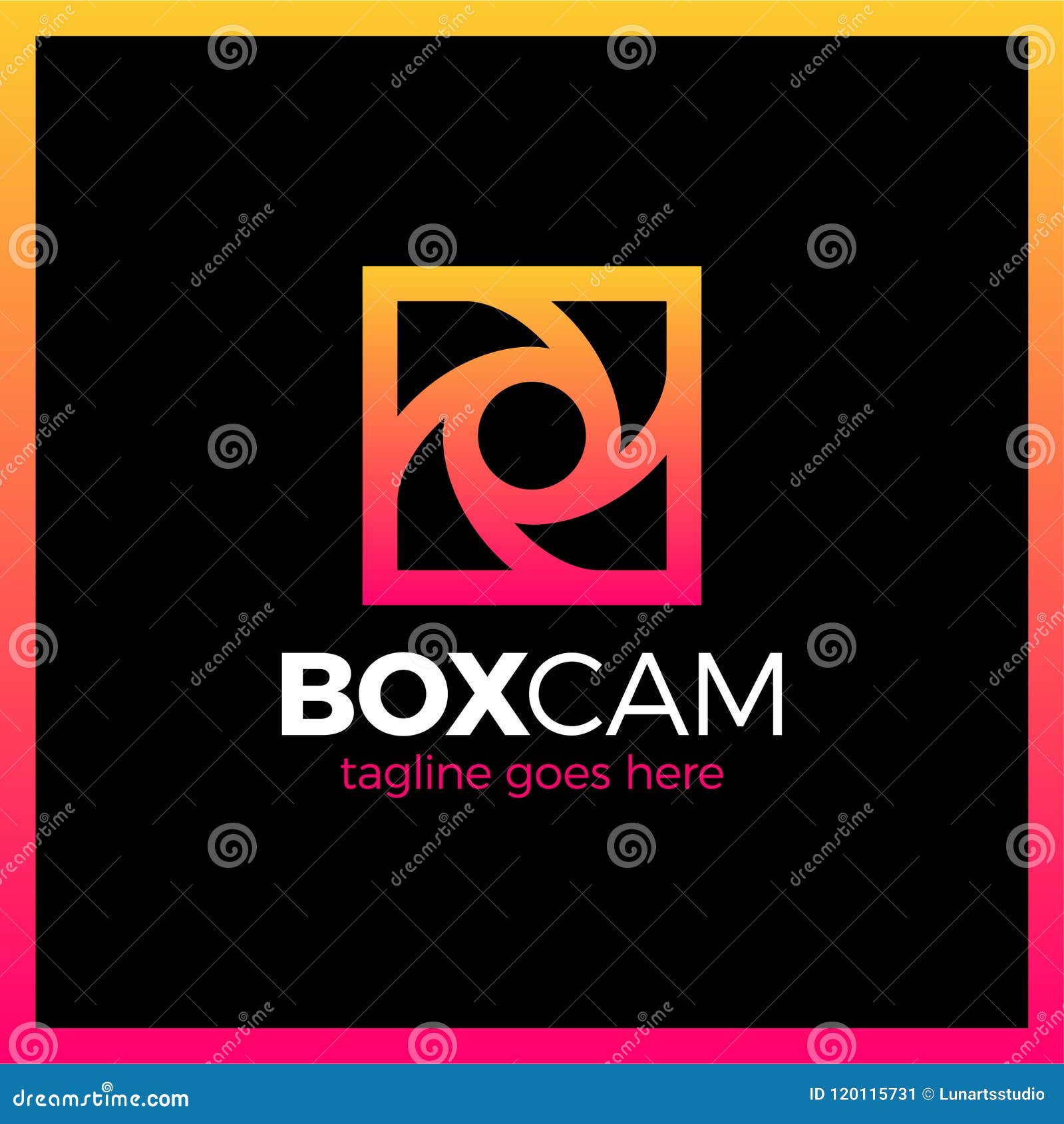 Color Square Camera Shutter Emblem. Box Photo Camera Logotype Stock ...